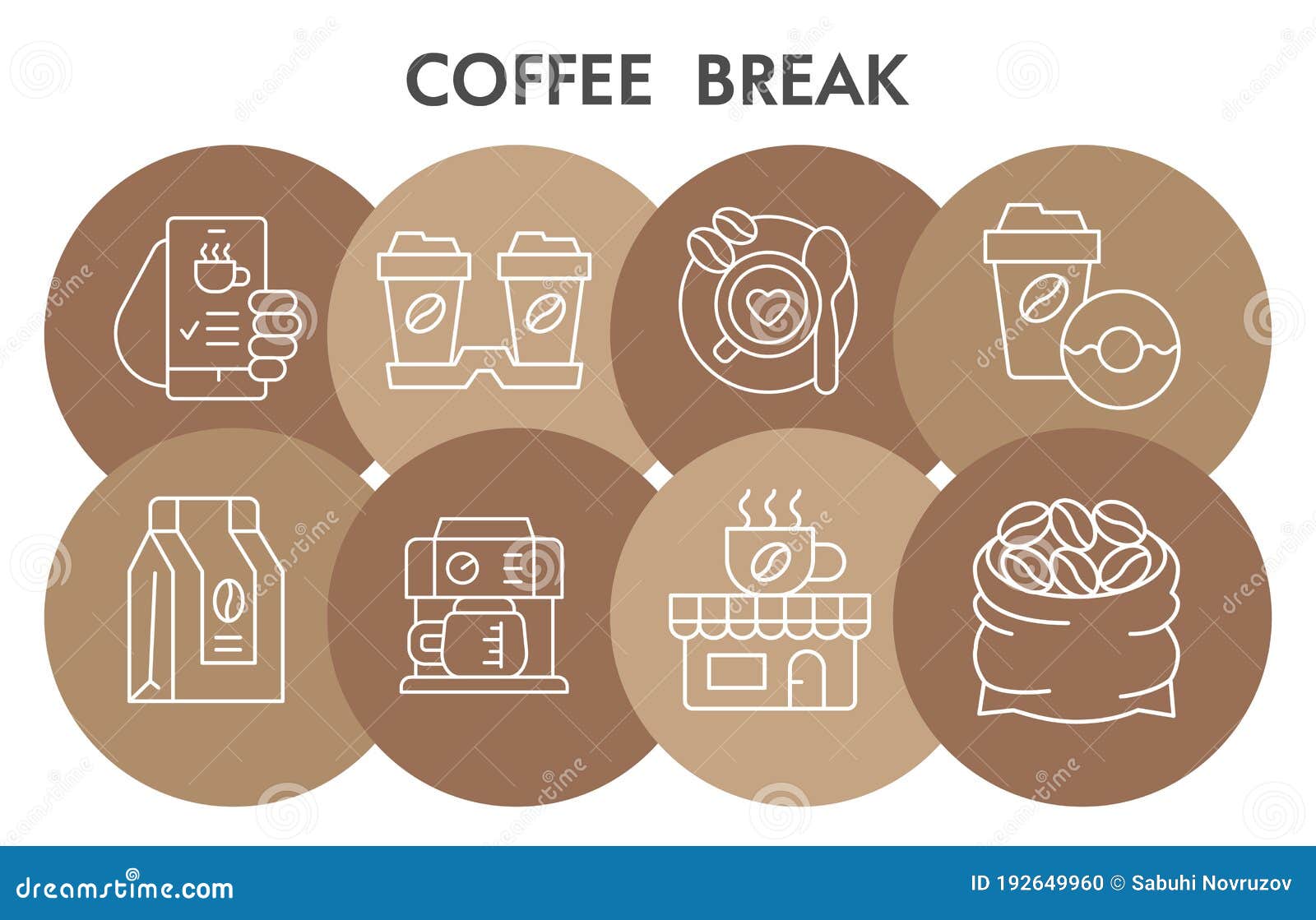 Modern Morning Coffee Break Infographic Design Template with Icons ...