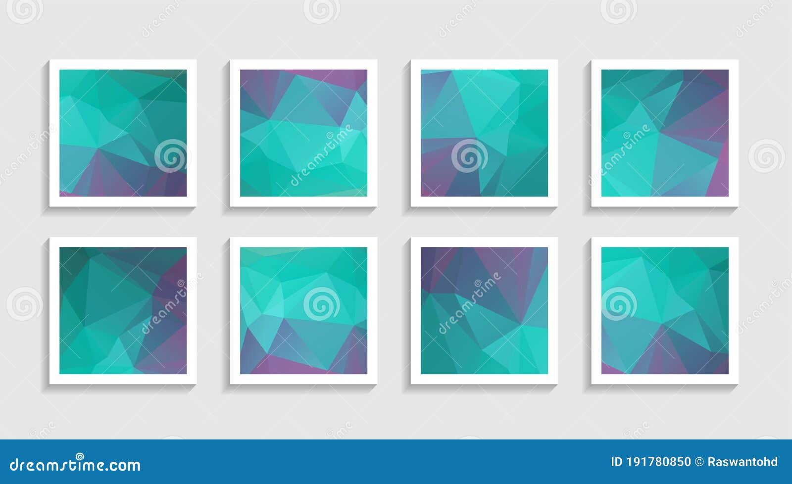 Modern Mosaic Low Poly Artwork Poster Set with Simple Shape and Figure ...