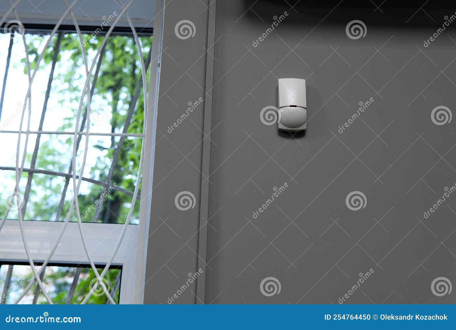 Modern Motion Sensor on Wall Indoors. Stock Photo - Image of home ...