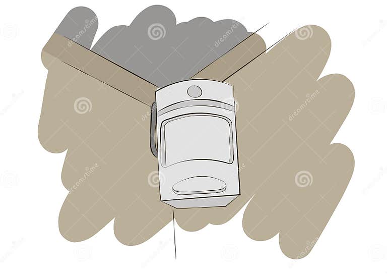 Modern Motion Sensor on Wall Indoors Illustration. Detector for ...