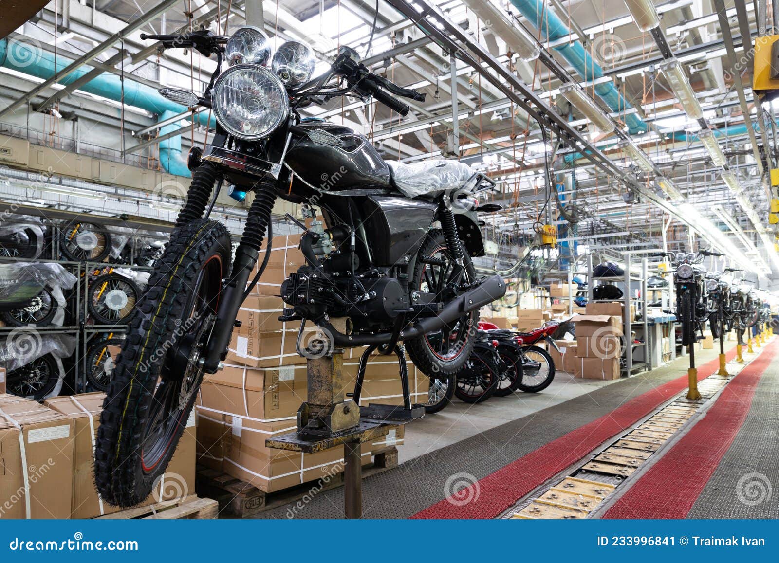 Modern Motorcycle Assembly Line, Conveyor Stock Image - Image of ...