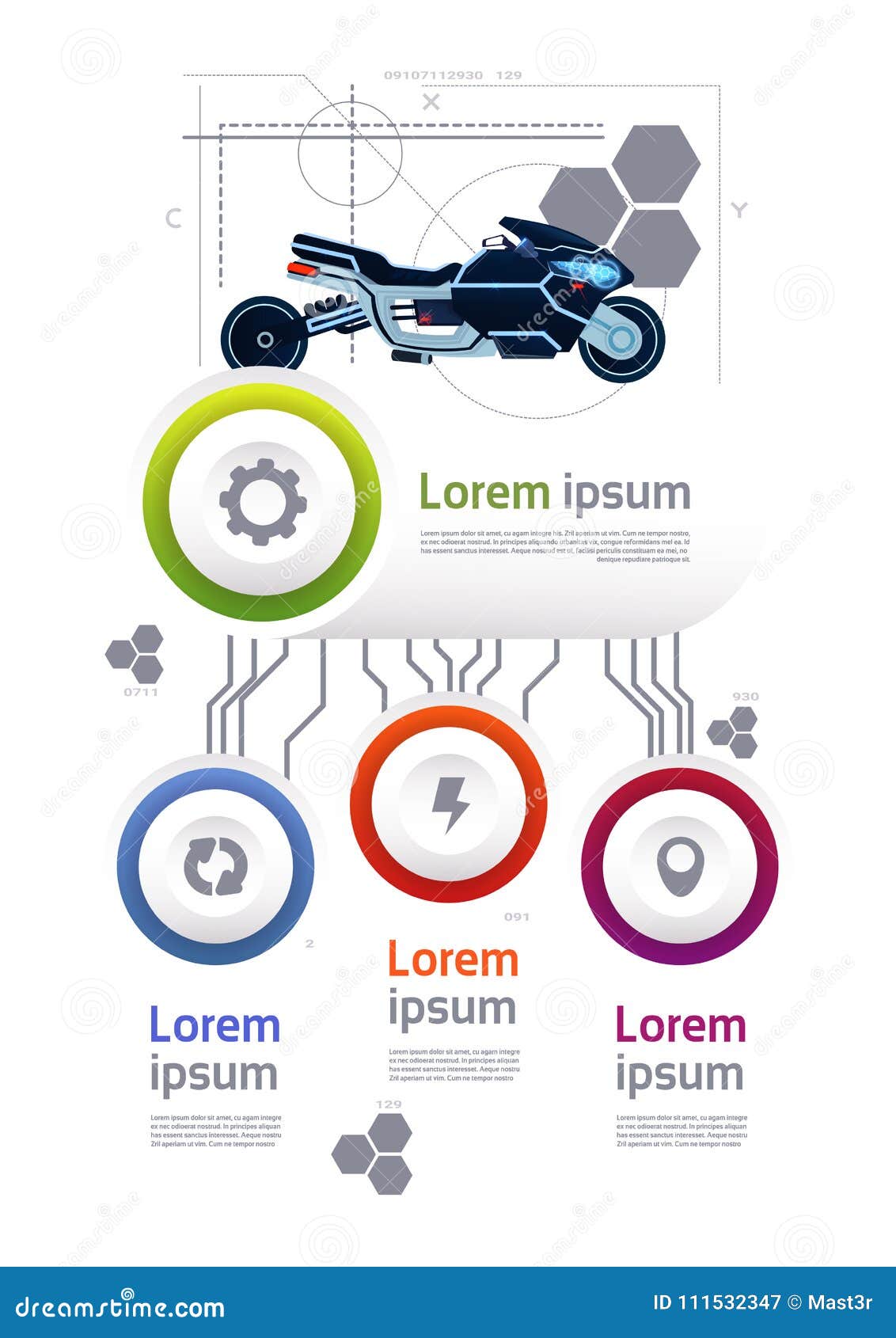 Modern Motorcycle Over Template Transportation Infographics Banner with ...