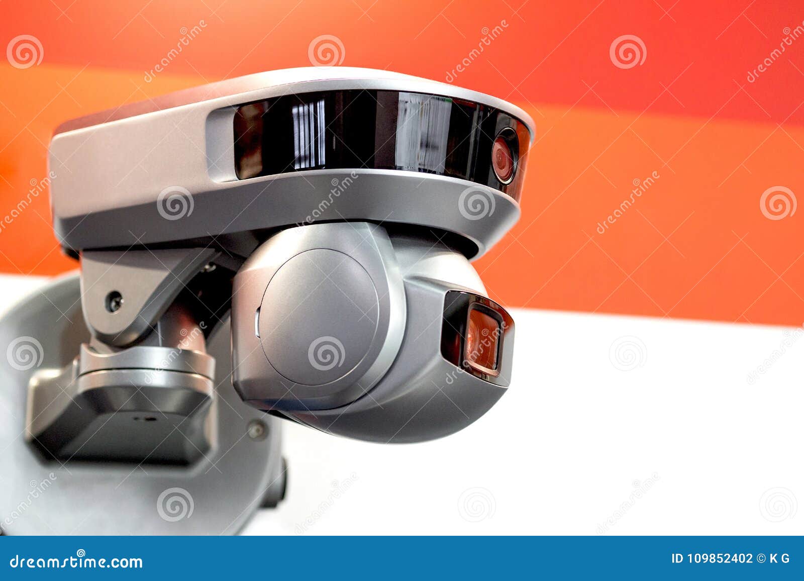 Modern Motorized Surveillance Camera. Double Wide Angle Moving Lense ...