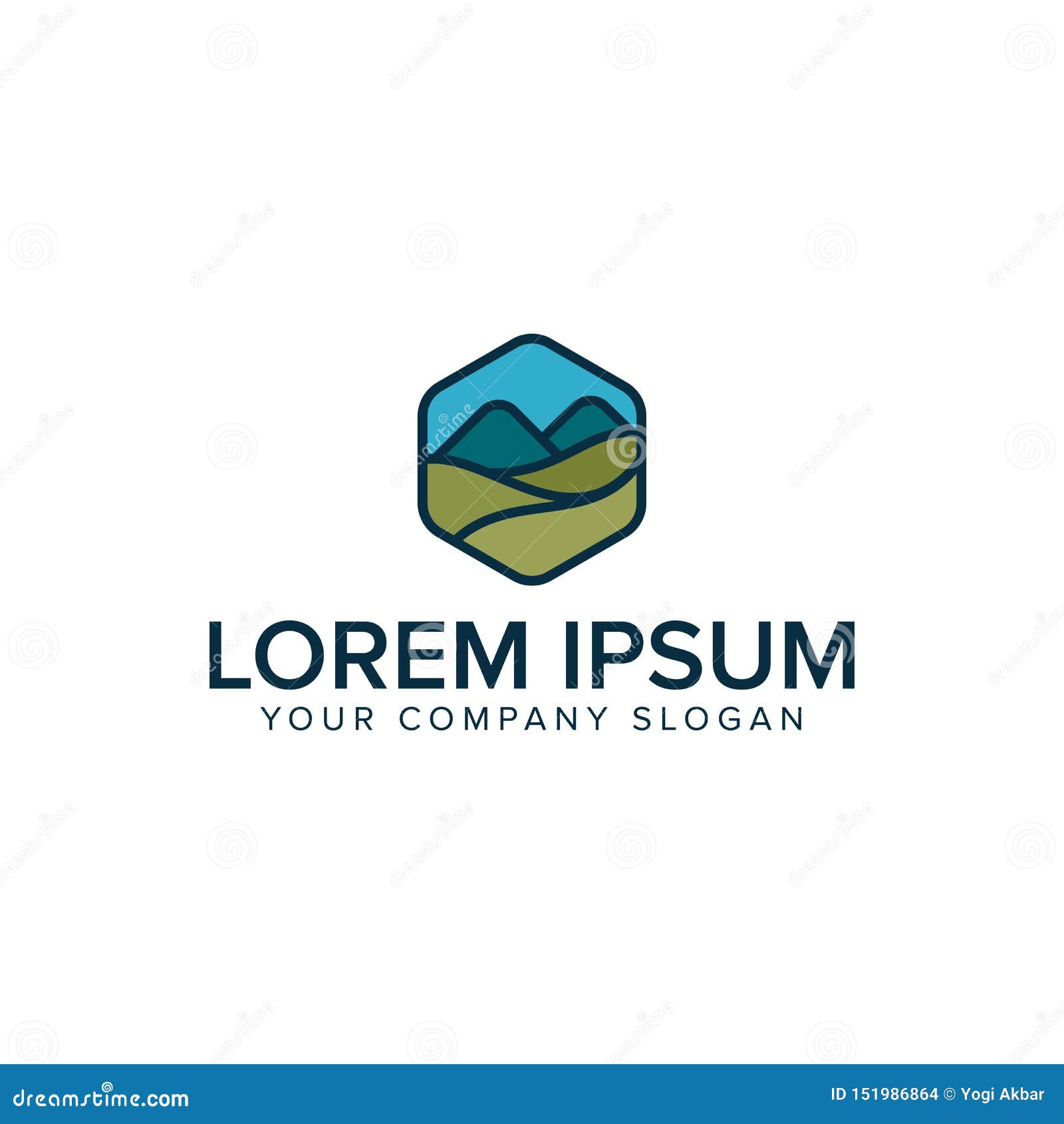 Modern Mountain Meadow Logo Design Concept Template Stock Vector ...