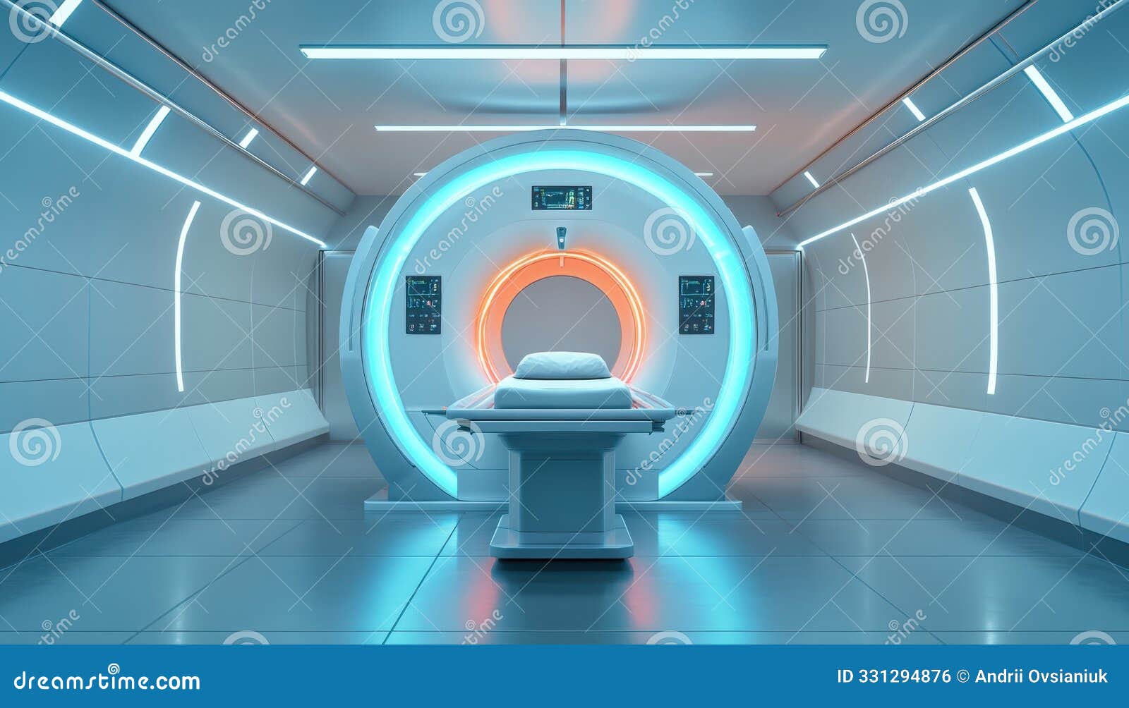 Modern MRI Machine in a High-tech Medical Facility Corridor during ...
