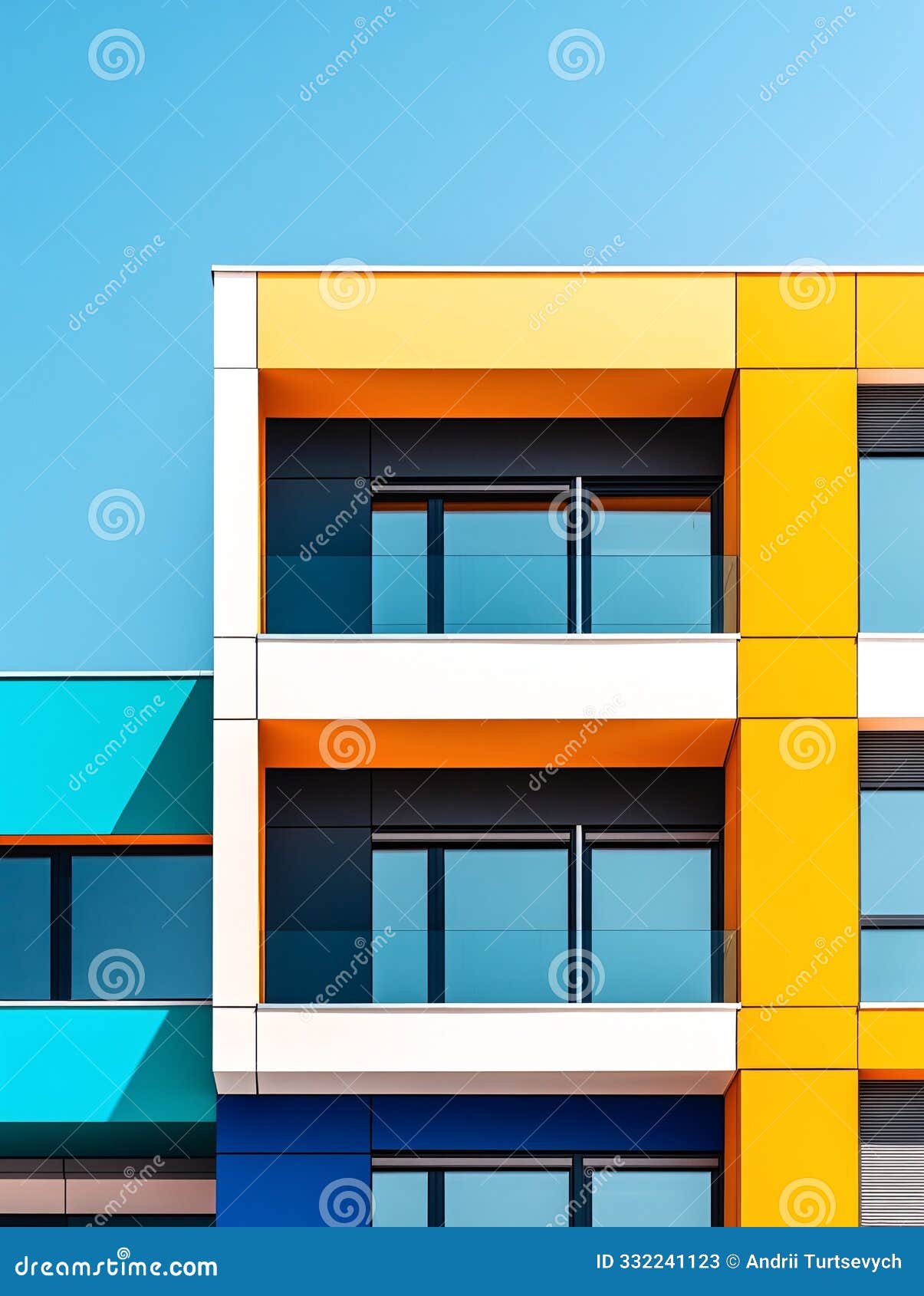 Modern Multi-Colored Apartment Building with Bright Geometric Patterns ...