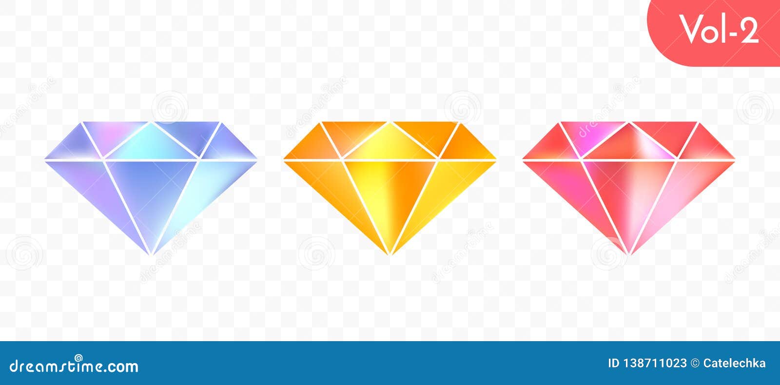 Modern Multi Coloured Diamond Set. Stock Illustration - Illustration of ...