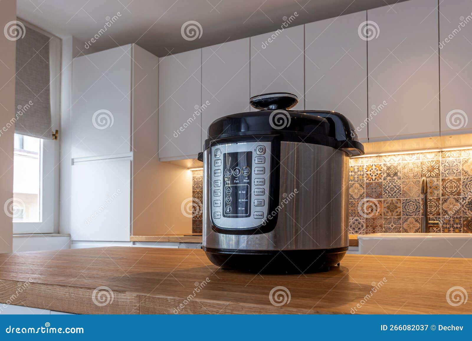 Modern Multi Cooker in the Kitchen Stock Image - Image of grey ...