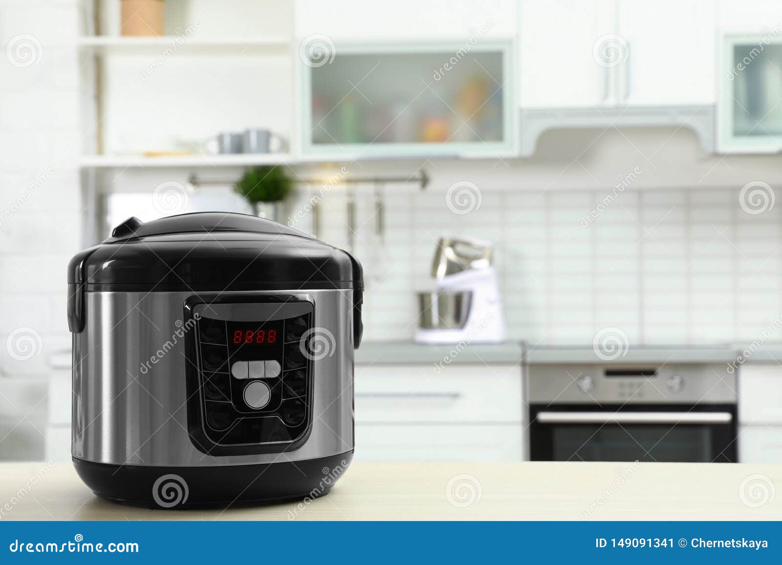 Modern Multi Cooker on Table in Kitchen Stock Image - Image of cookware ...