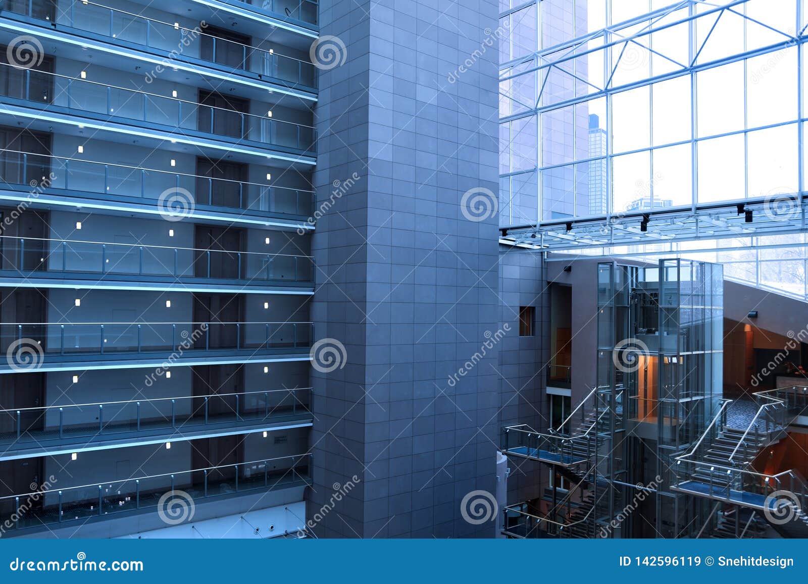 Modern Multi Floor Hotel Lobby Stock Image - Image of decoration, decor ...