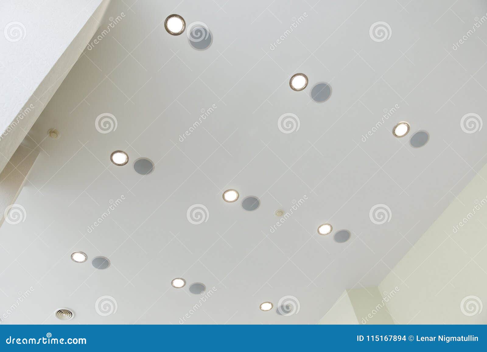 Modern Multi-layered Ceiling with a Large Number of Built-in Lamps ...