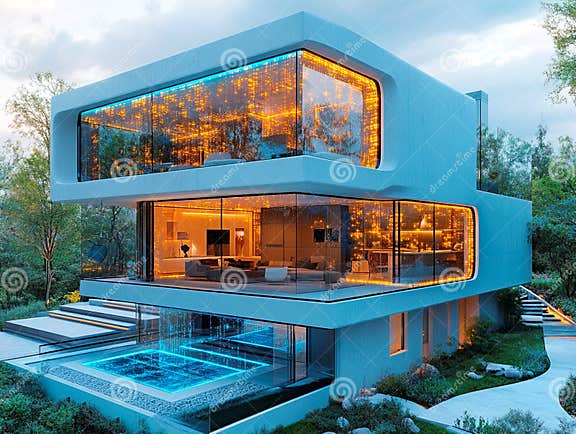 A Modern, Multi-level Architectural Structure with an Angular Form and ...