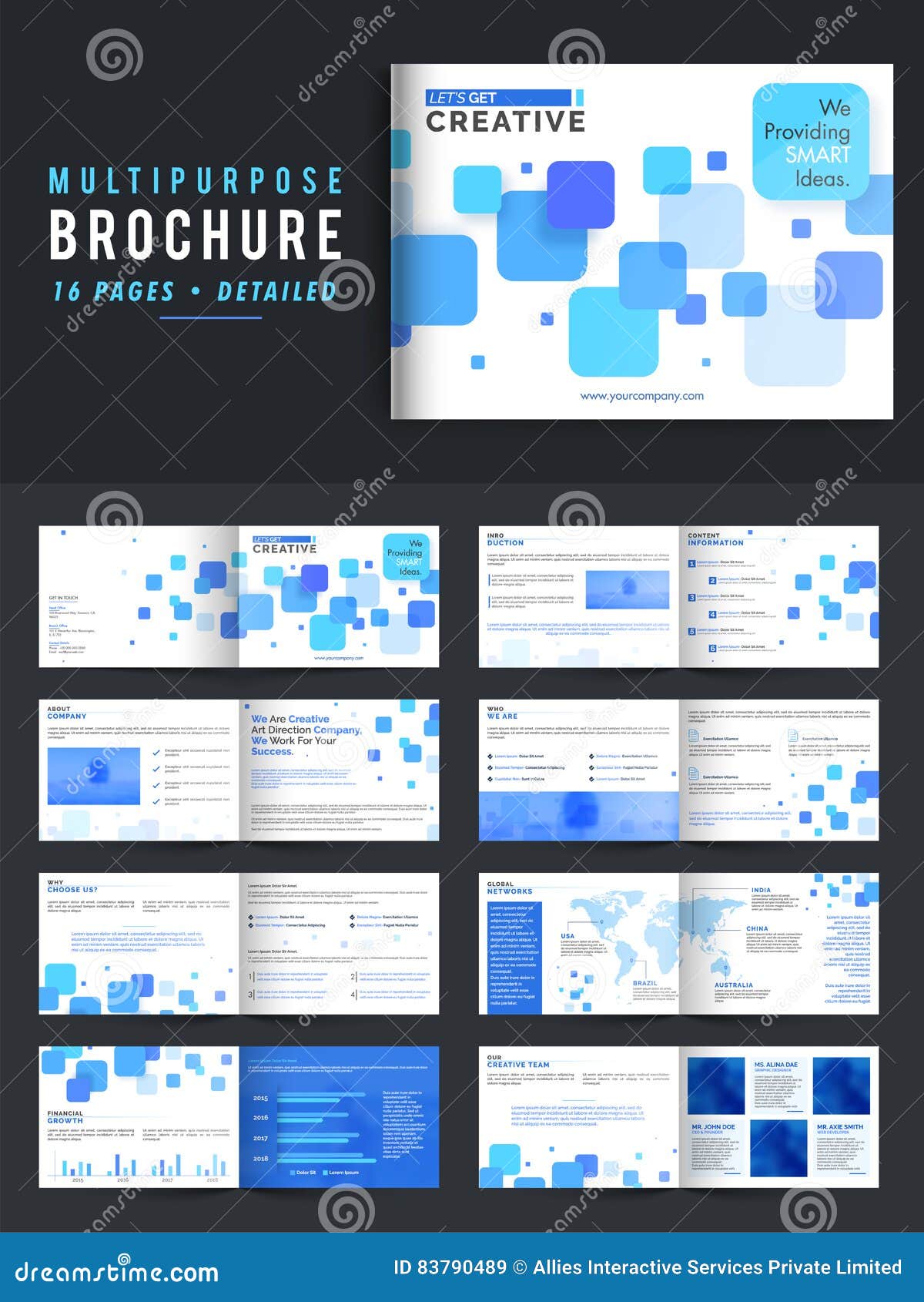 Modern Multi-Purpose Brochure Set of 16 Pages. Stock Illustration ...