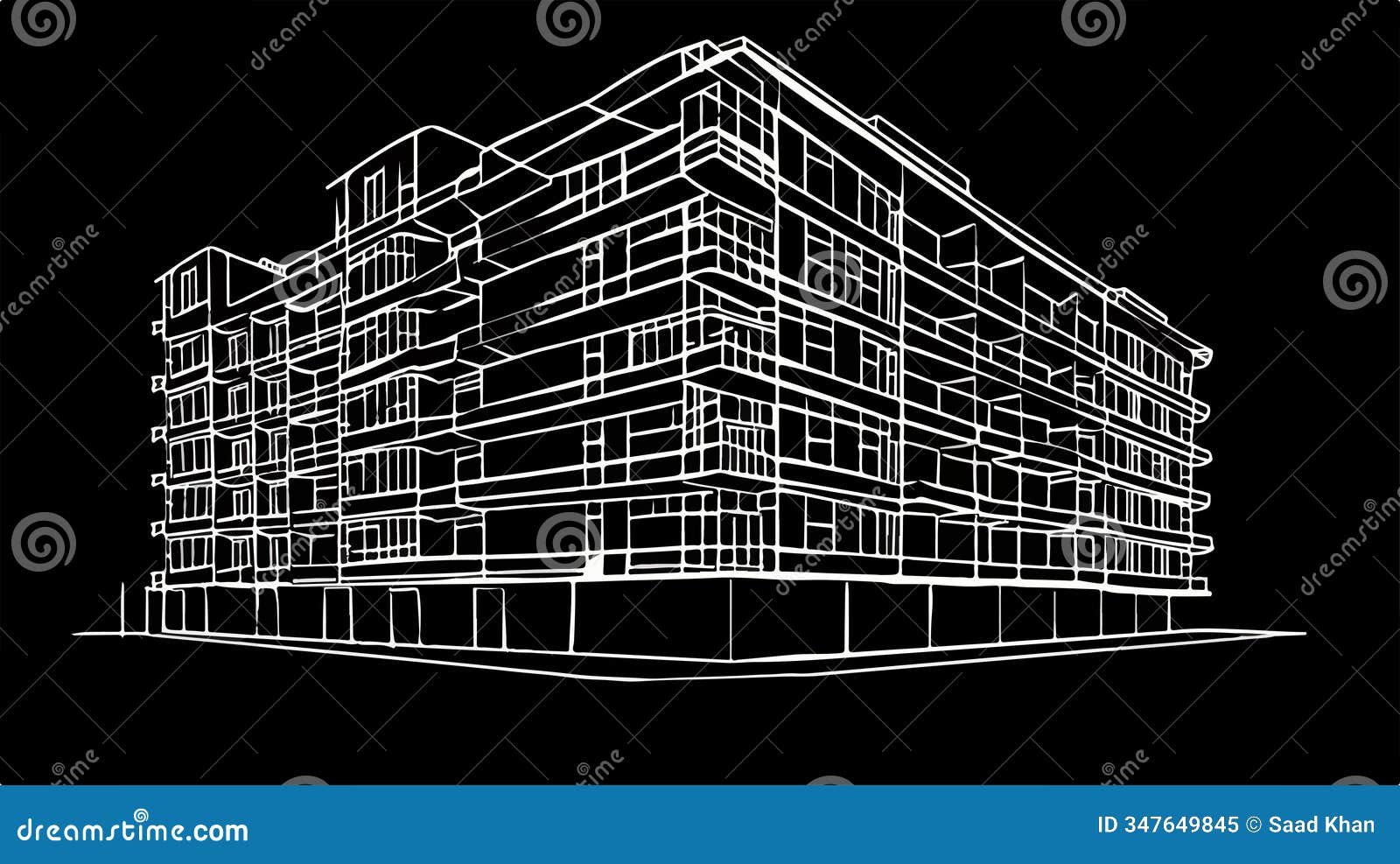 Modern Multi-Storey Building Continuous Line Art Drawing Stock ...