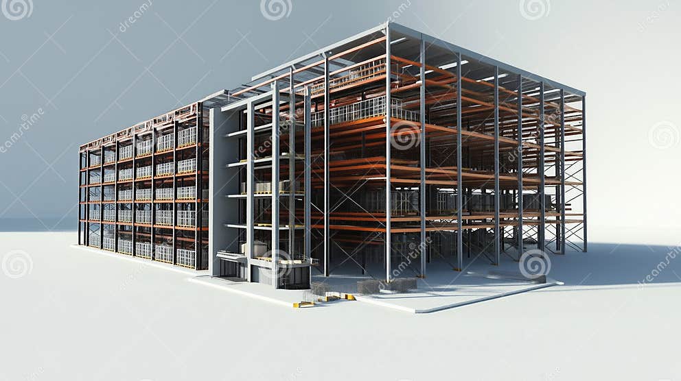 Modern Multi-story Warehouse Design Featuring Unique Structural ...