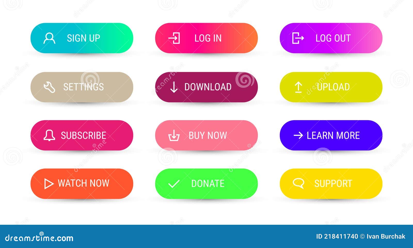 Modern Buttons with Shadows. 3D Vector Illustration Stock Vector ...