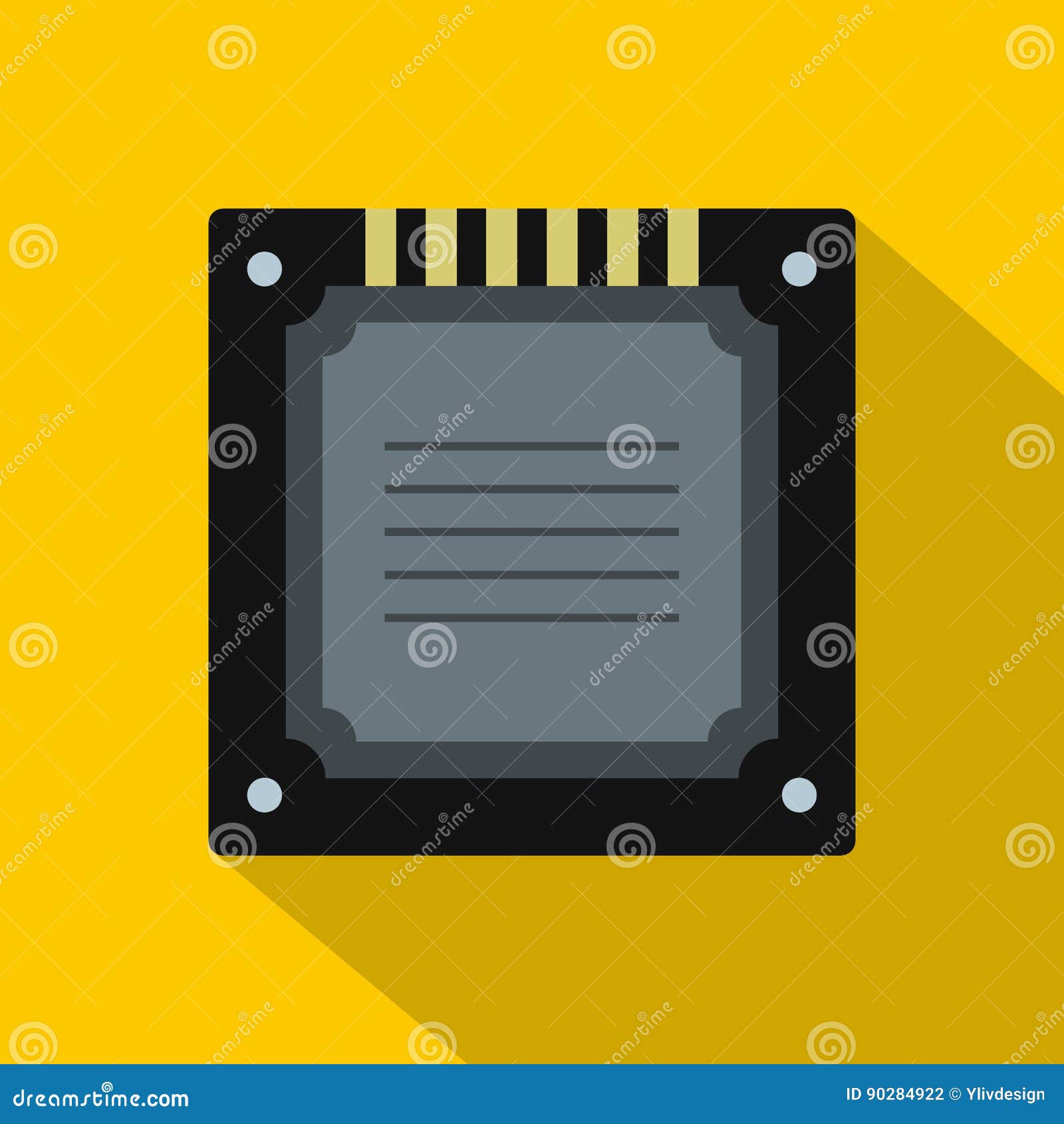 Modern Multicore CPU Icon, Flat Style Stock Vector - Illustration of ...