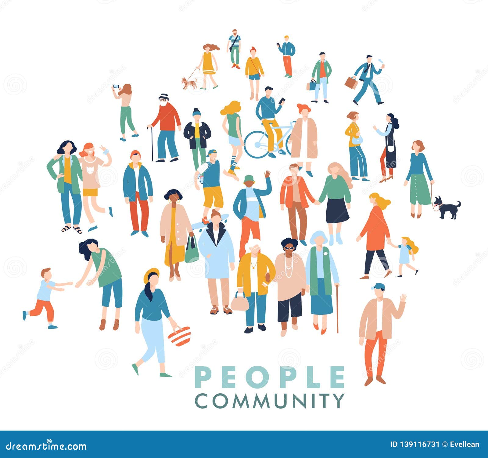 Modern Multicultural Society Concept with Crowd of People Stock Vector ...