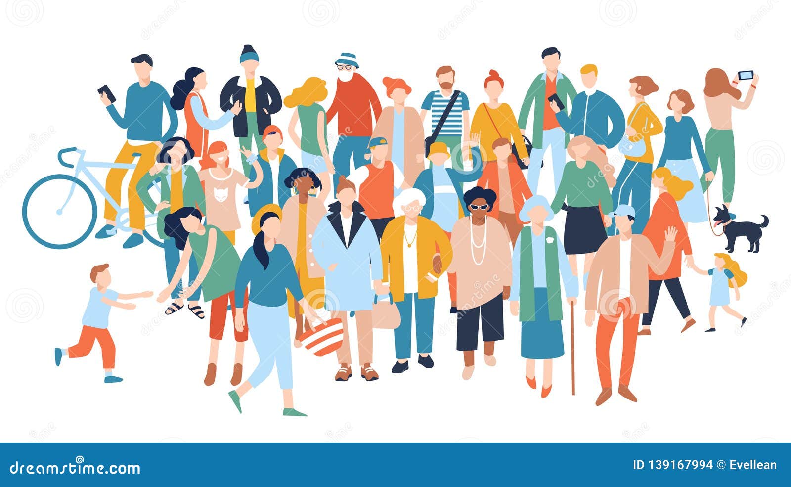 Modern Multicultural Society Concept with Crowd of People Stock Vector ...