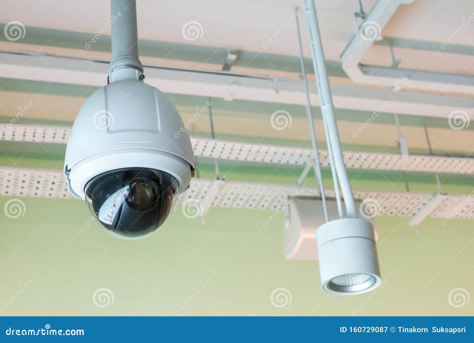 Modern Multiple CCTV Camera on the Green Wall in Office Building or ...