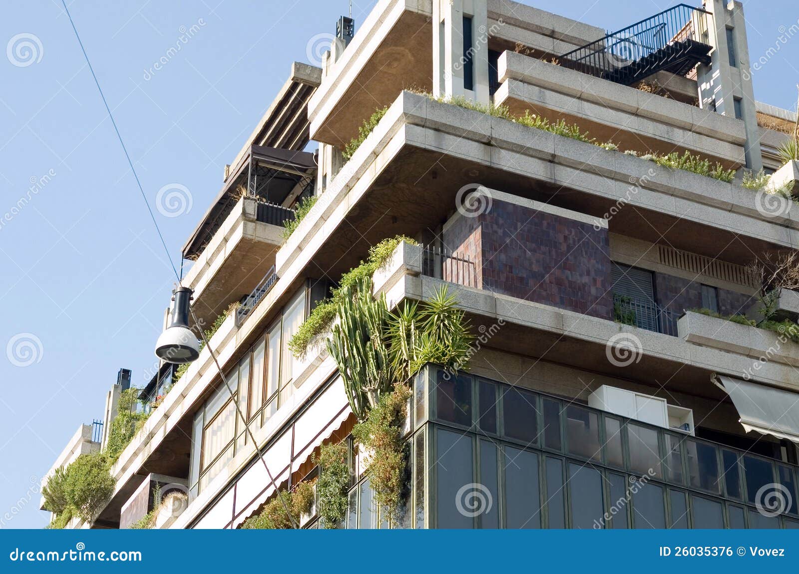 The Modern Multistorey Building, Plants on Balconi Stock Photo - Image ...