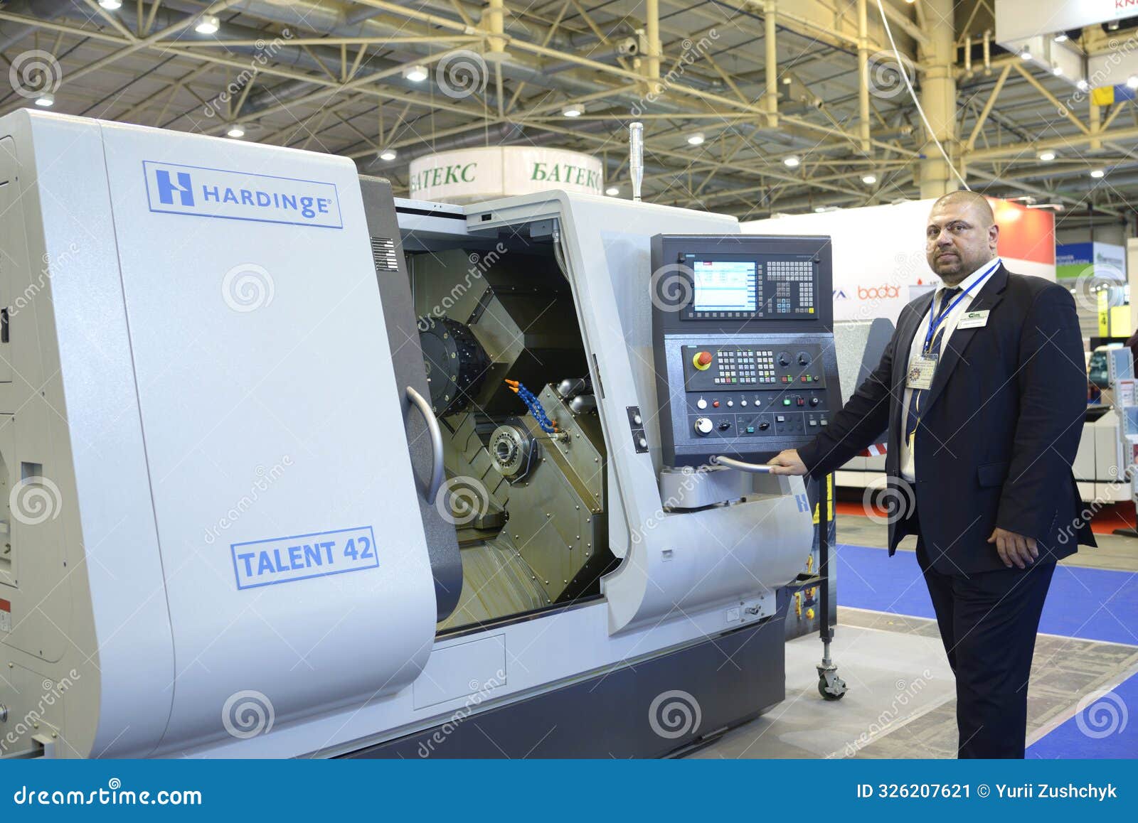 Modern Multitasking CNC Lathe Made by Hardinge, Presented on Stand ...