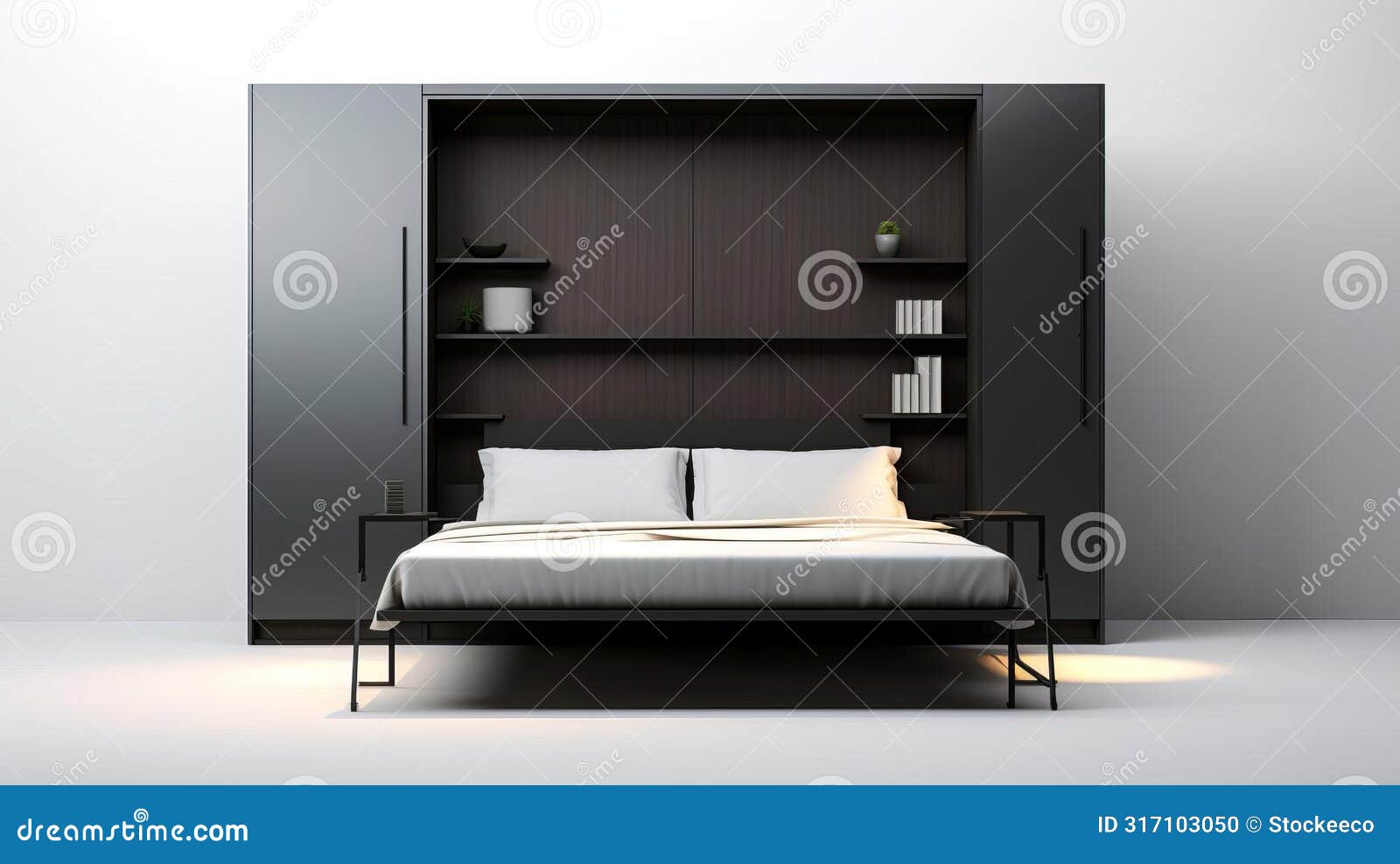 Modern Murphy Bed with Moody Shadows Stock Illustration - Illustration ...