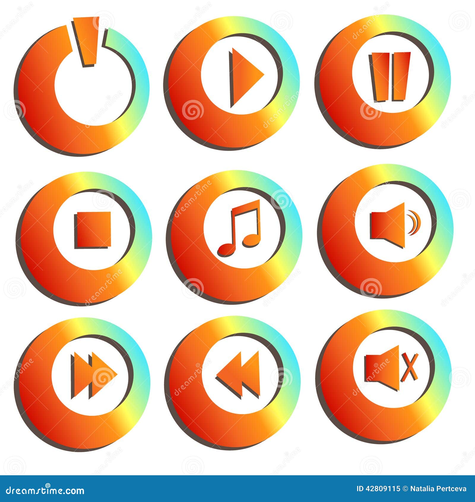 Modern Music Buttons Collection Stock Vector - Illustration of round ...