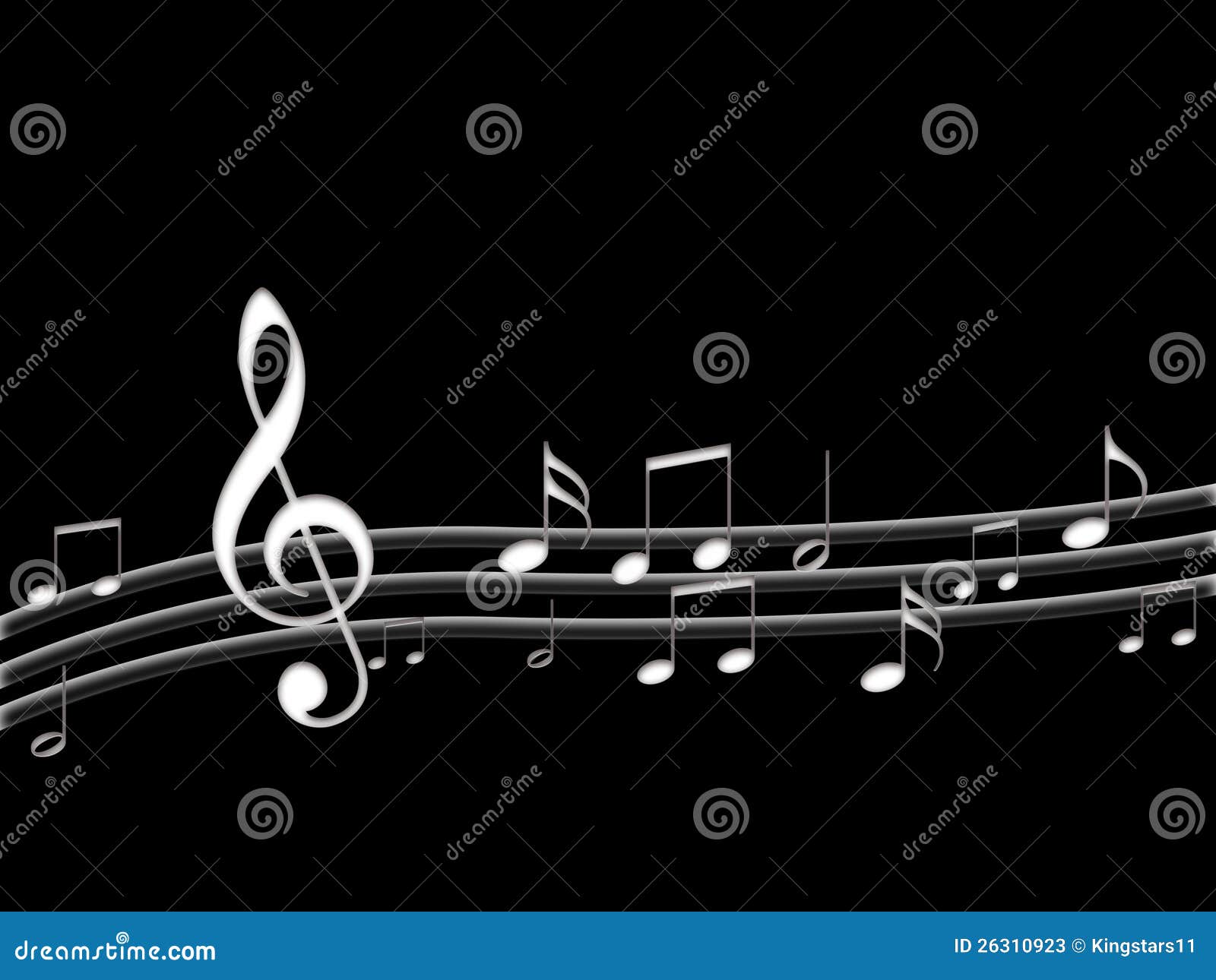 Modern Music Notes in Black Stock Illustration - Illustration of treble ...