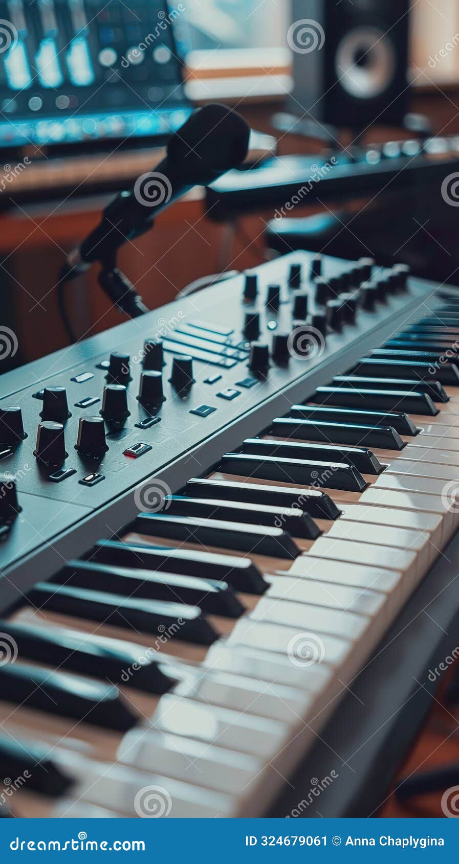 Modern Music Studio with Keyboard and Microphone for Music Production ...