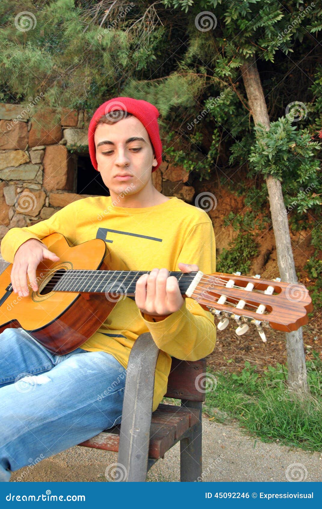 Modern Musician Posing with His Guitar Stock Photo - Image of studio ...