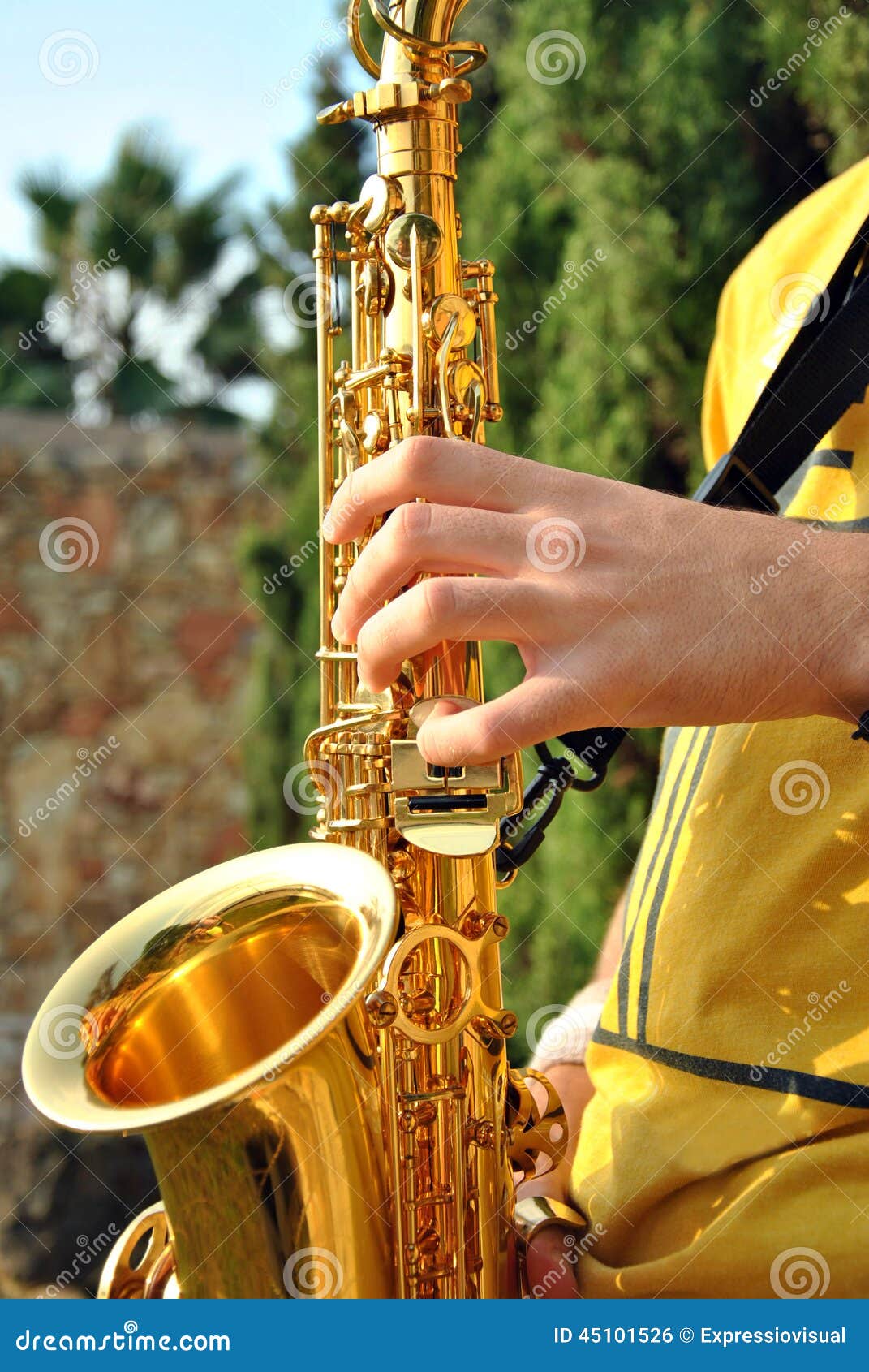Modern Musician Posing with His Saxophone Stock Photo - Image of ...