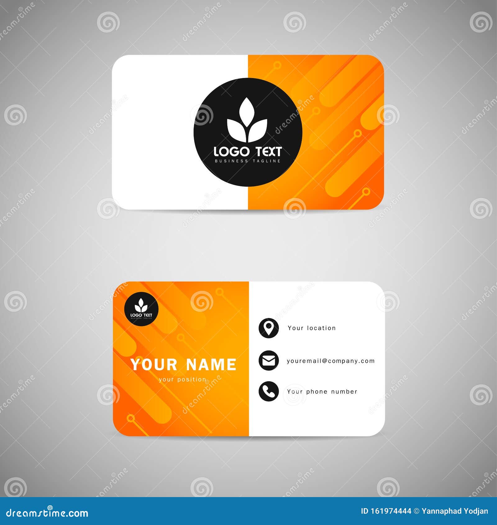 Modern Name Card Orange and White Color Stock Vector - Illustration of ...