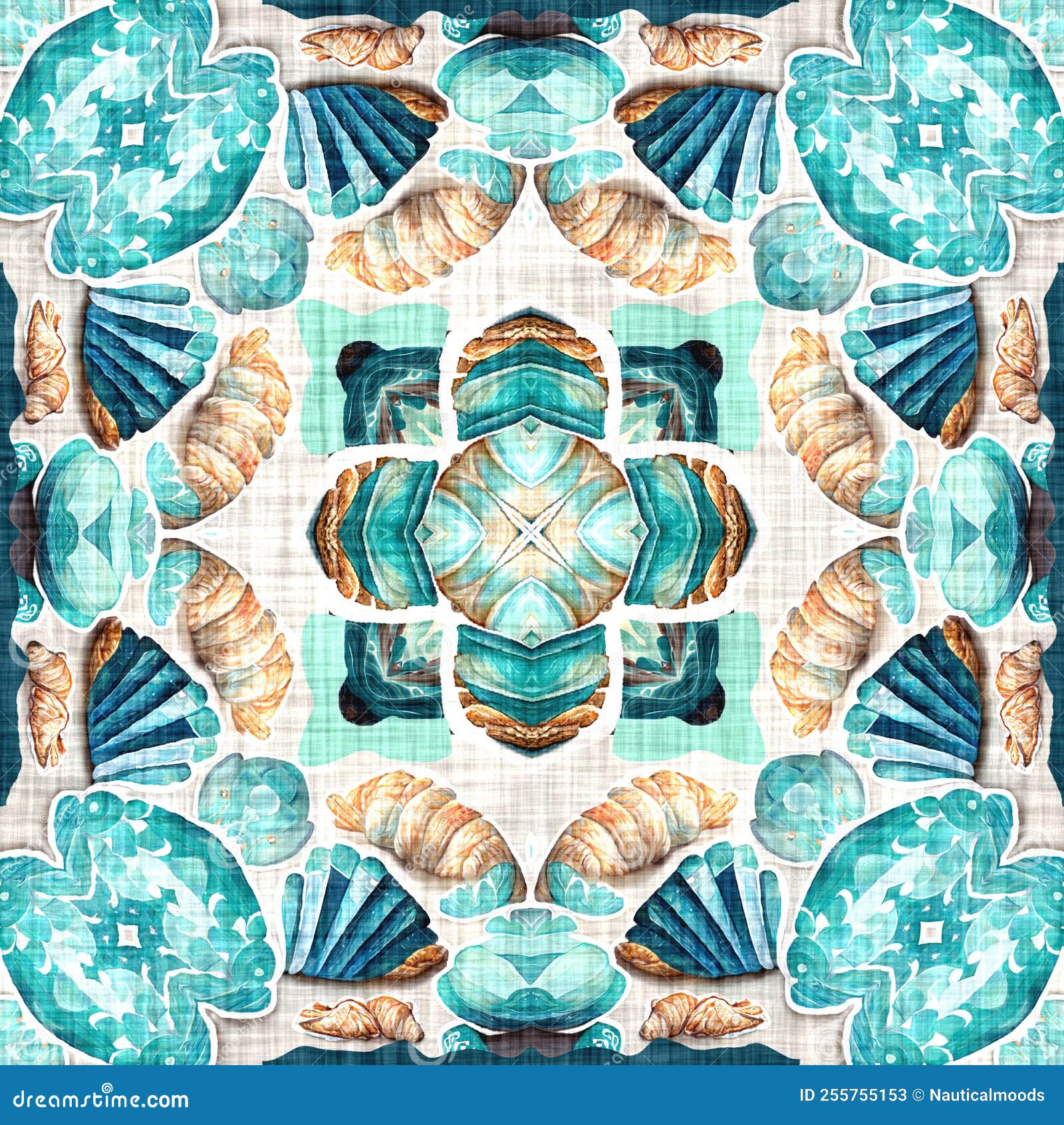 Teal Beach House Coastal Style Patchwork Pattern Tile. Modern Nantucket ...