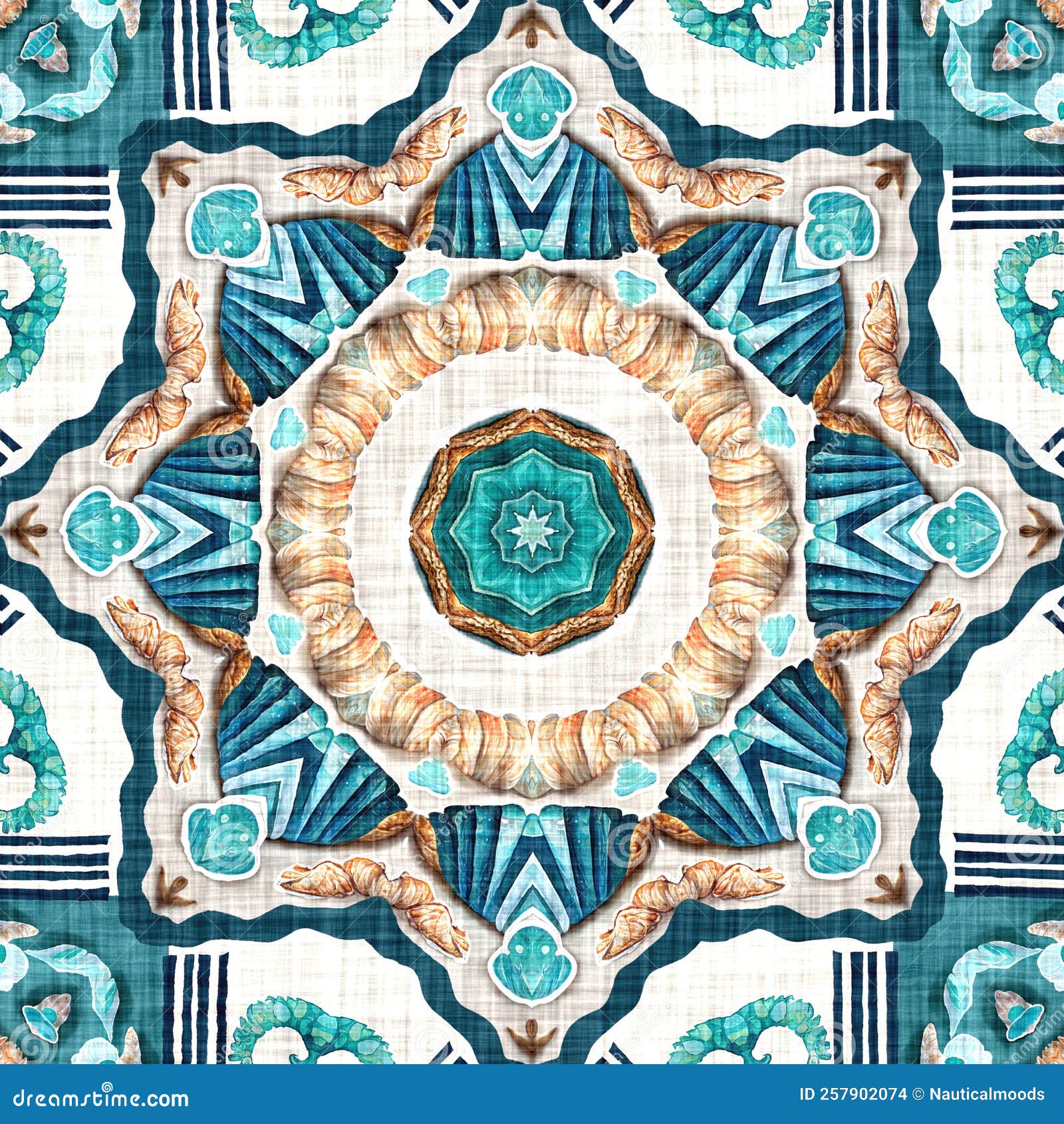 Teal Beach House Coastal Style Patchwork Pattern Tile. Modern Nantucket ...