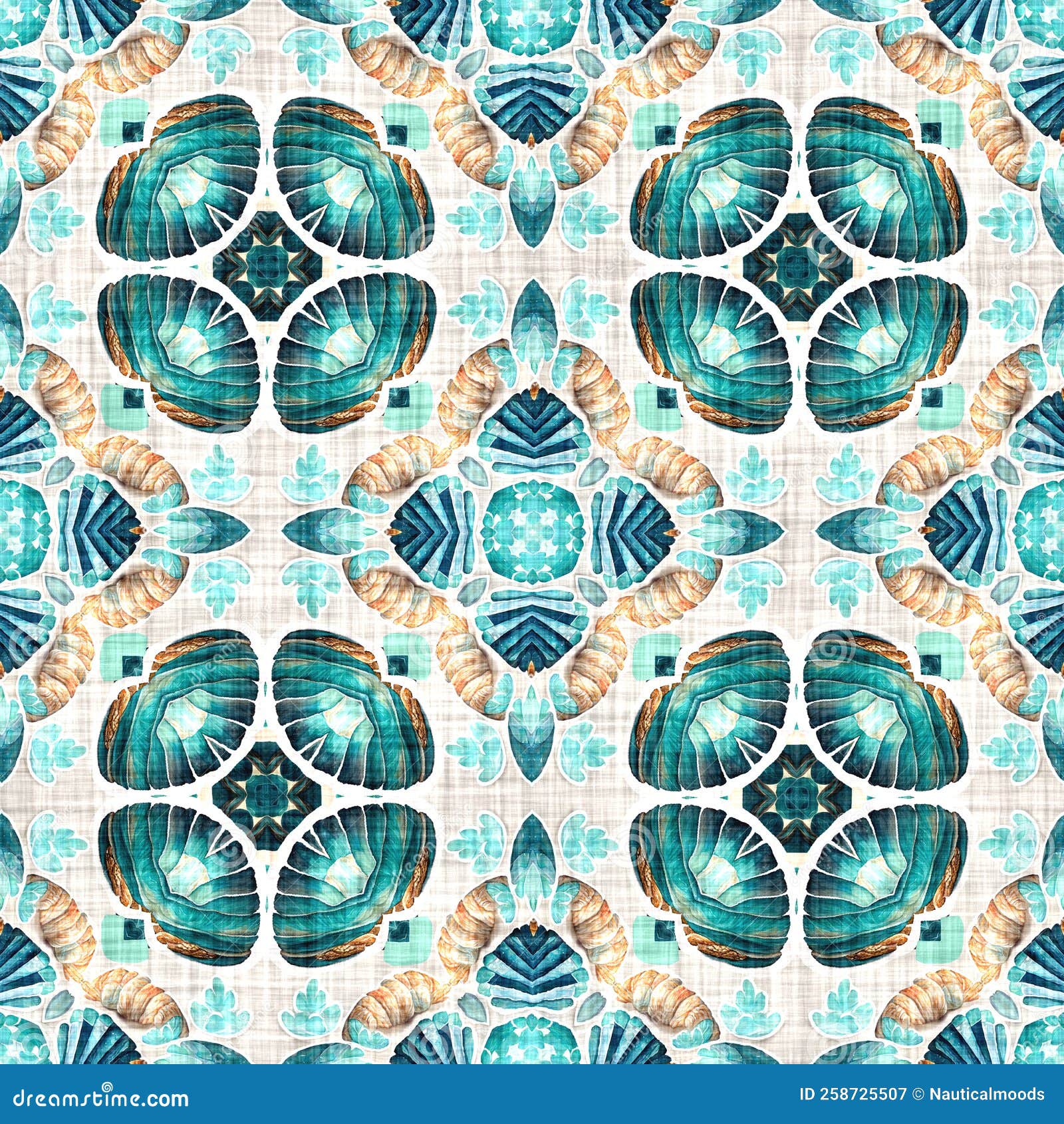 Teal Beach House Coastal Style Patchwork Pattern Tile. Modern Nantucket ...