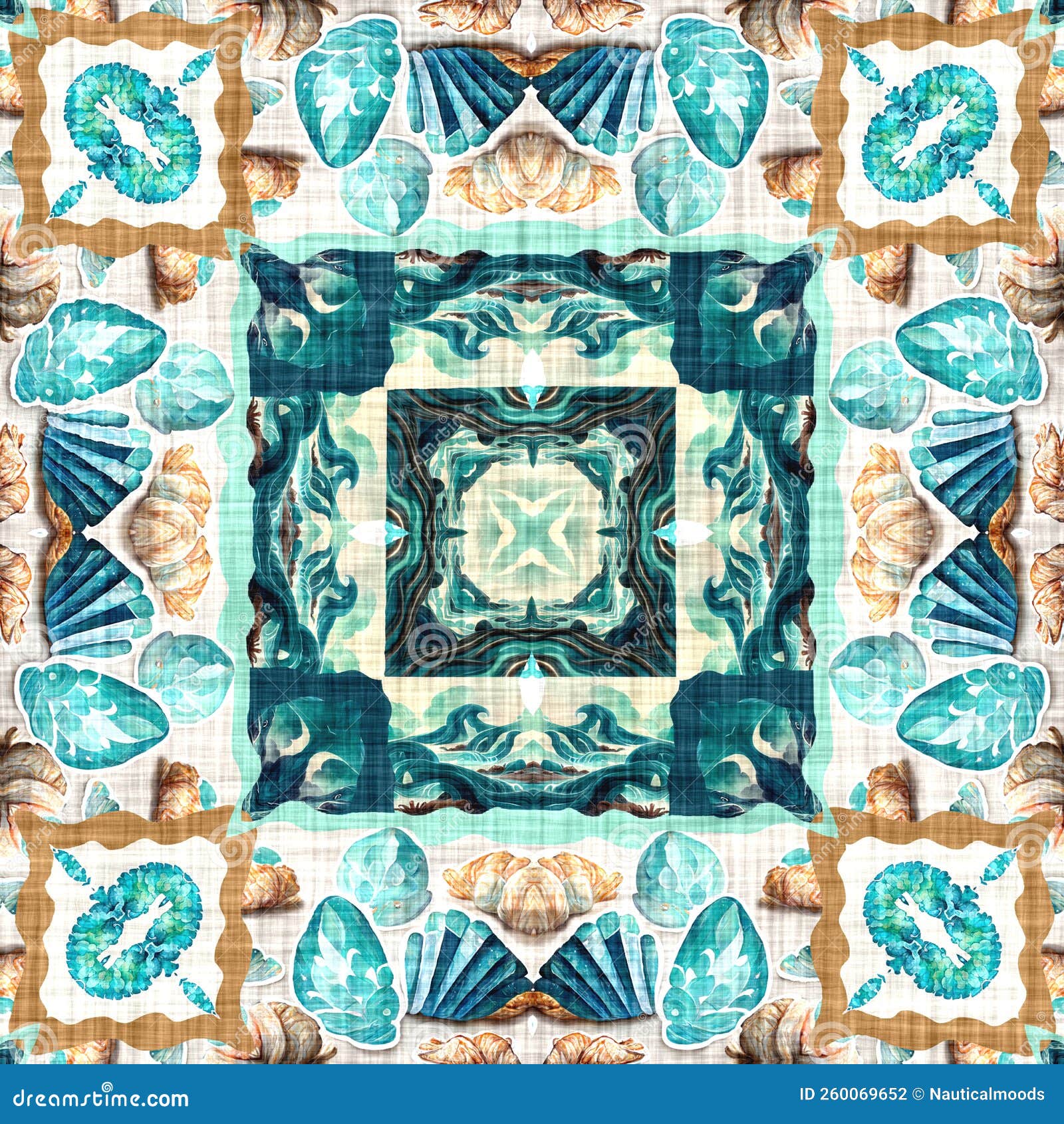 Teal Beach House Coastal Style Patchwork Pattern Tile. Modern Nantucket ...