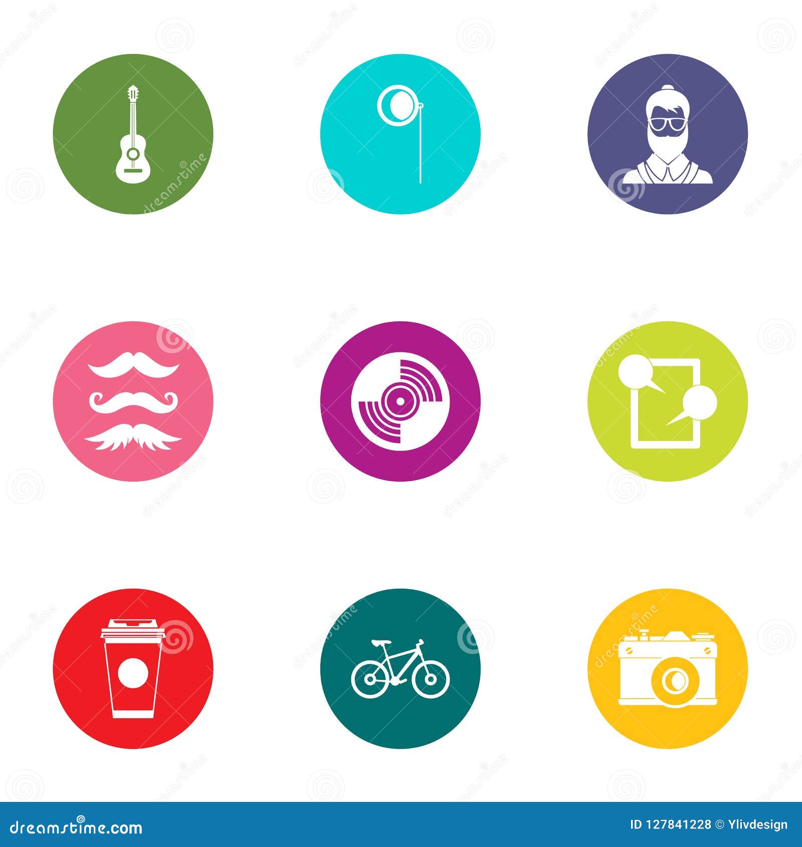 Modern Nation Icons Set, Flat Style Stock Vector - Illustration of ...