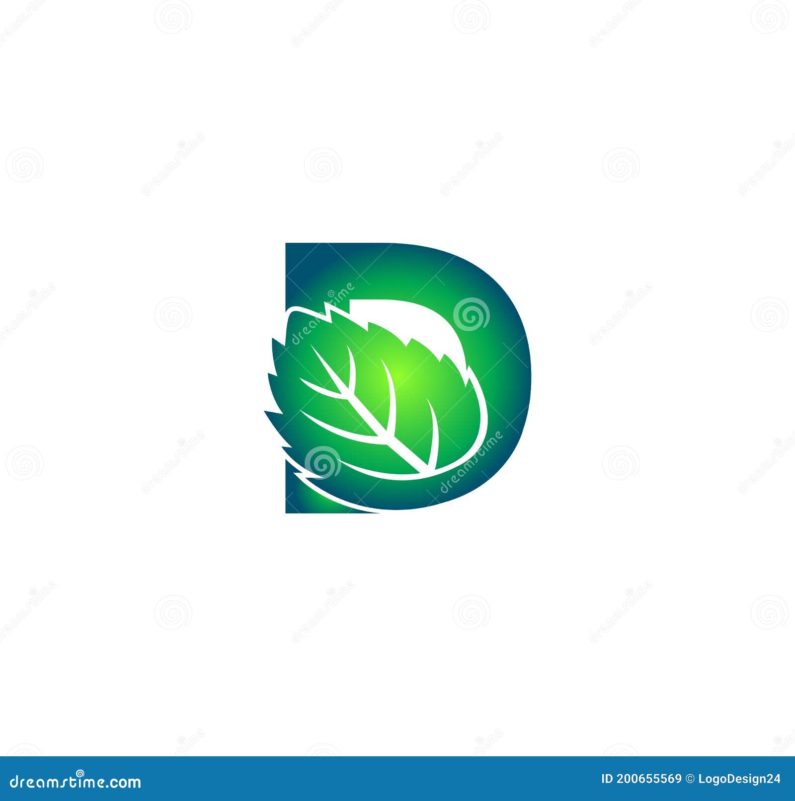 D Alphabet Nature Logo Design Concept Stock Vector - Illustration of ...
