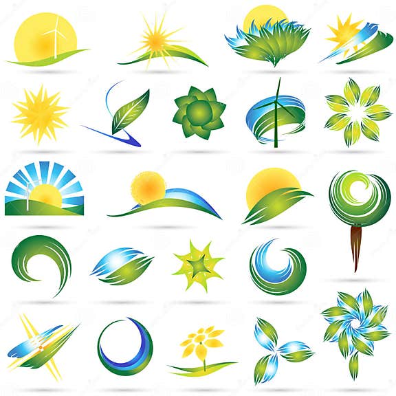 Modern nature symbol set stock vector. Illustration of green - 6719382