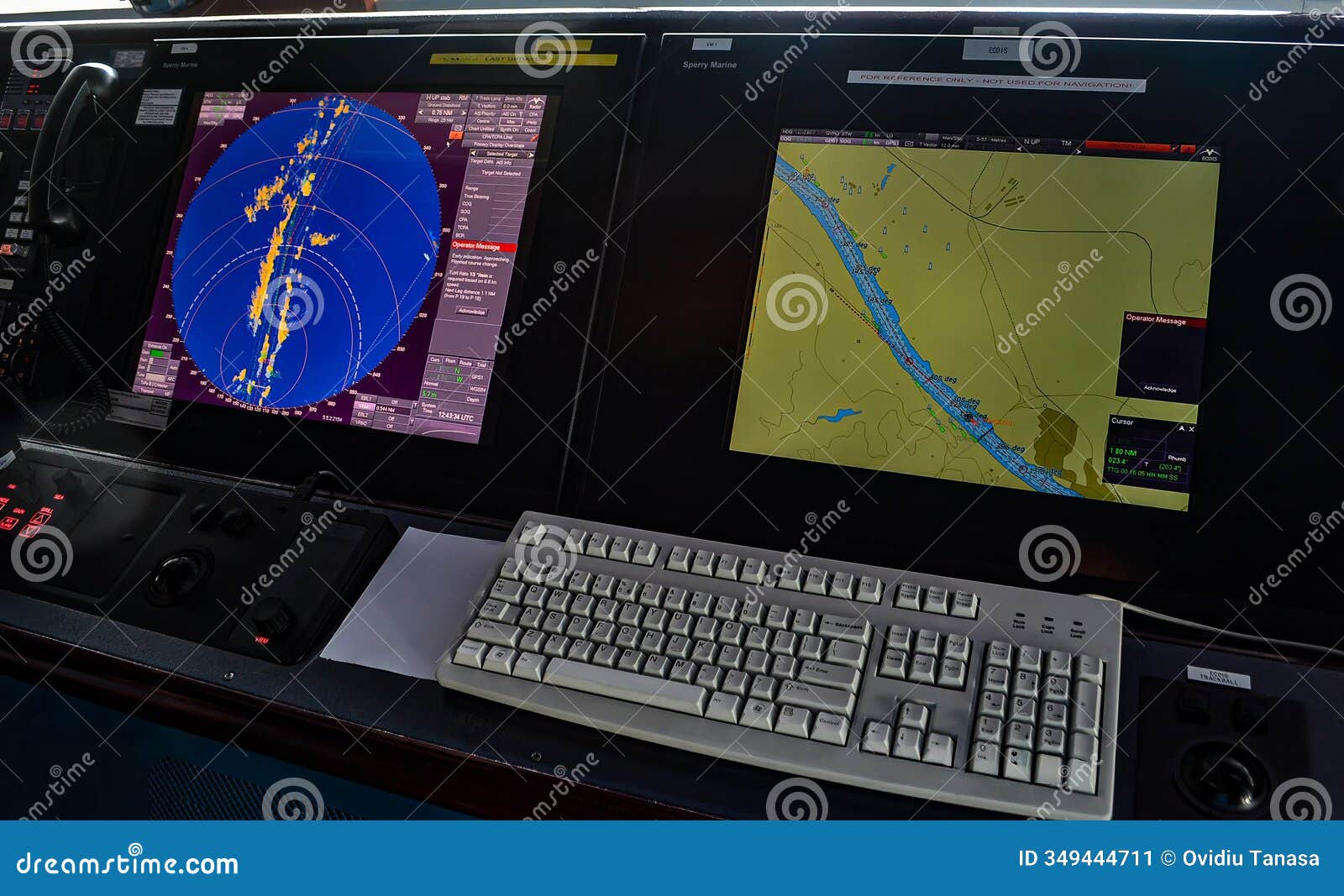 Modern Navigation Control Panel Showing Radar and Gps Data on Ship ...