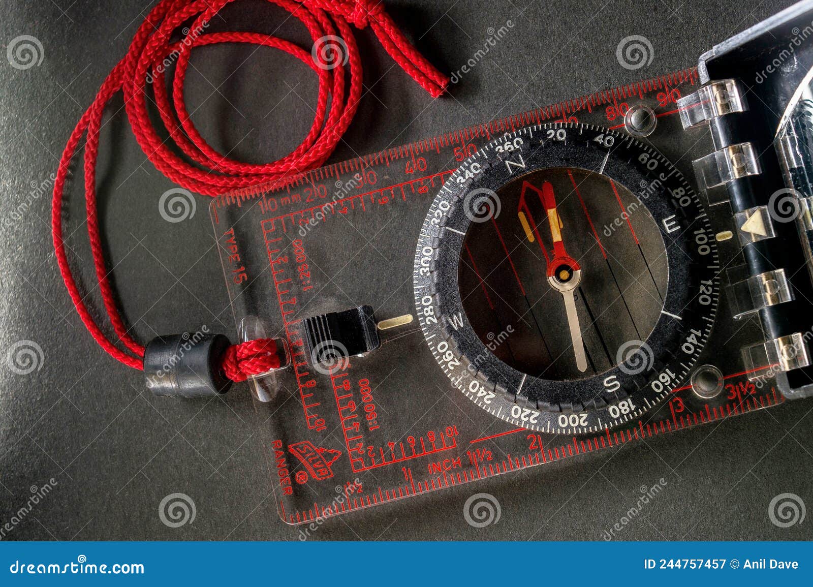 Modern Navigation Orienteering Ranger Type Map Compass Editorial ...