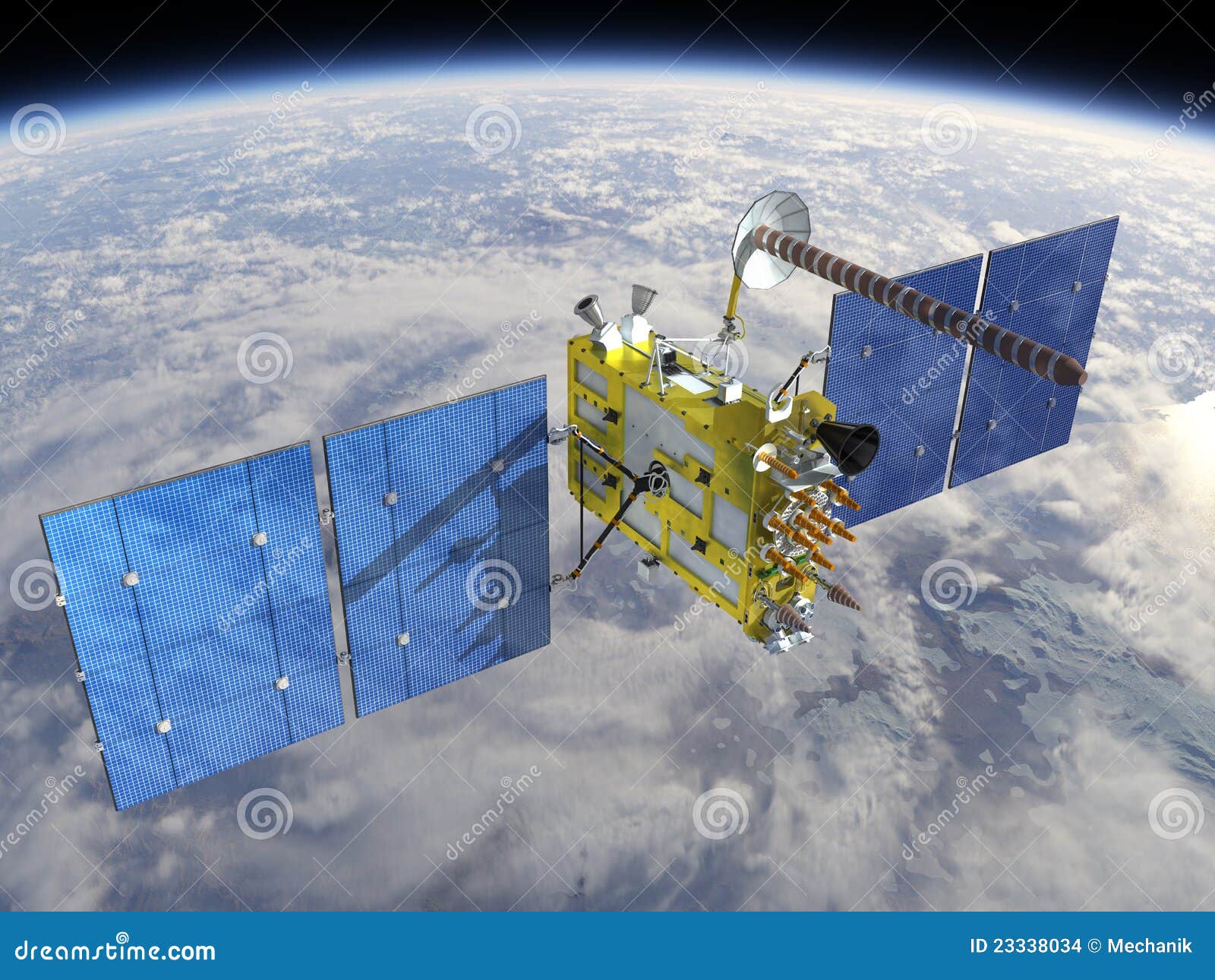 Modern Navigation Satellite Stock Illustration - Illustration of ...