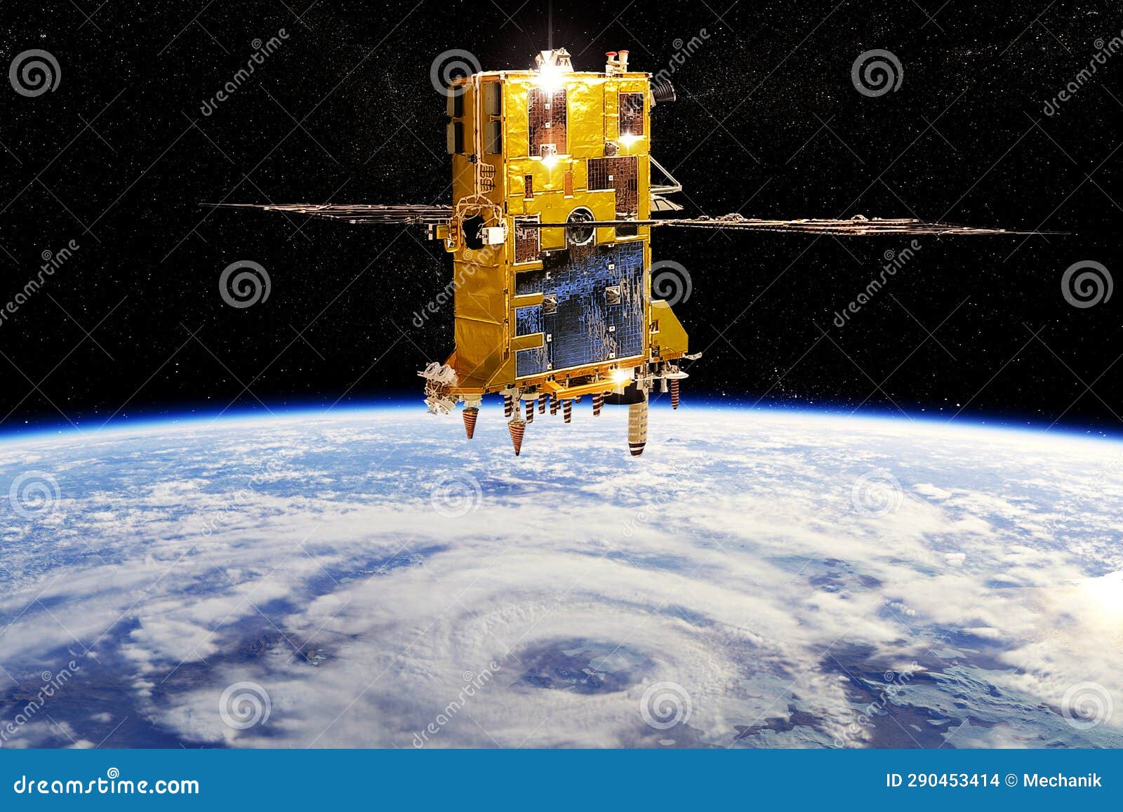 Modern Navigation Satellite Stock Illustration - Illustration of ...