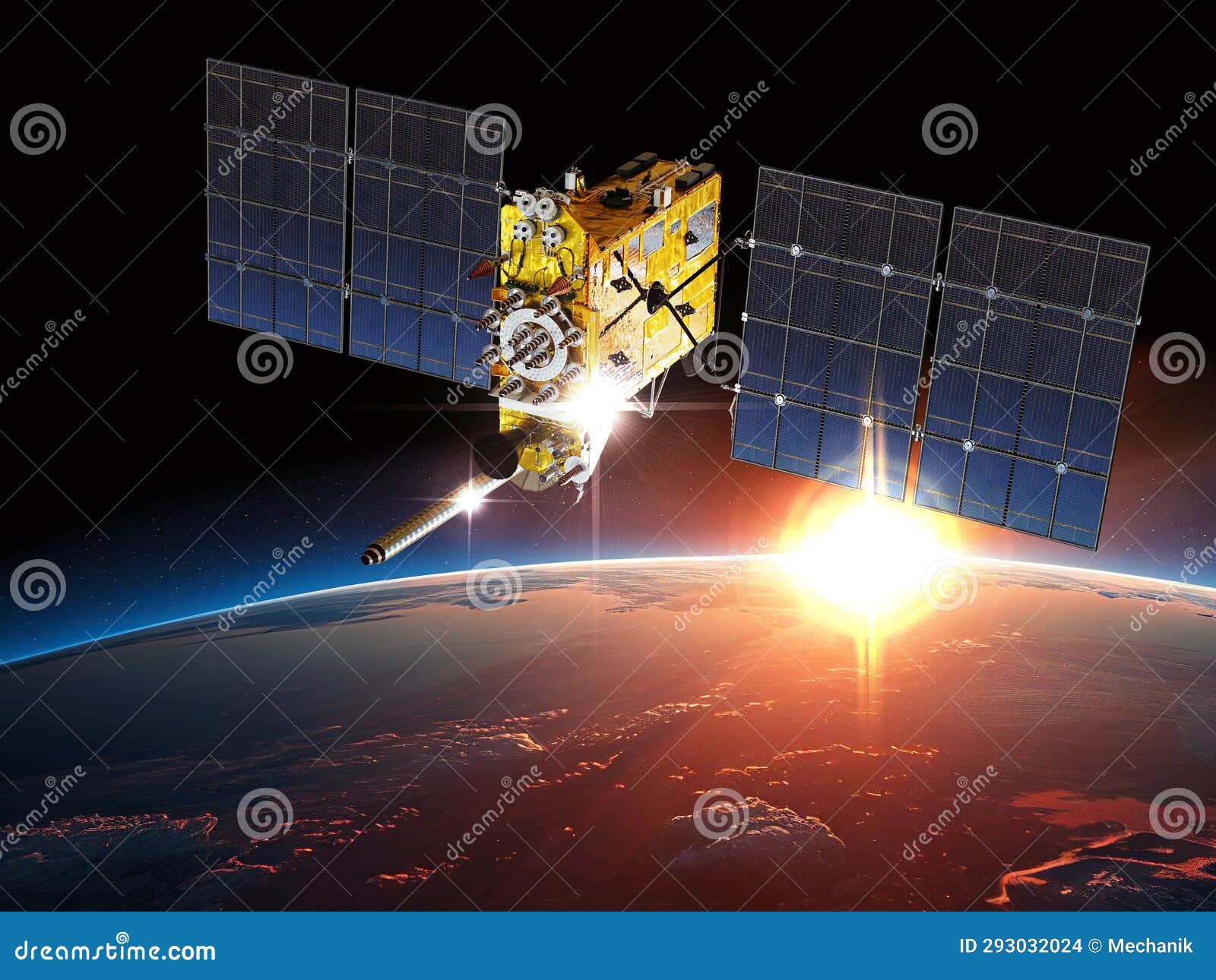 Modern Navigation Satellite Stock Illustration - Illustration of ...