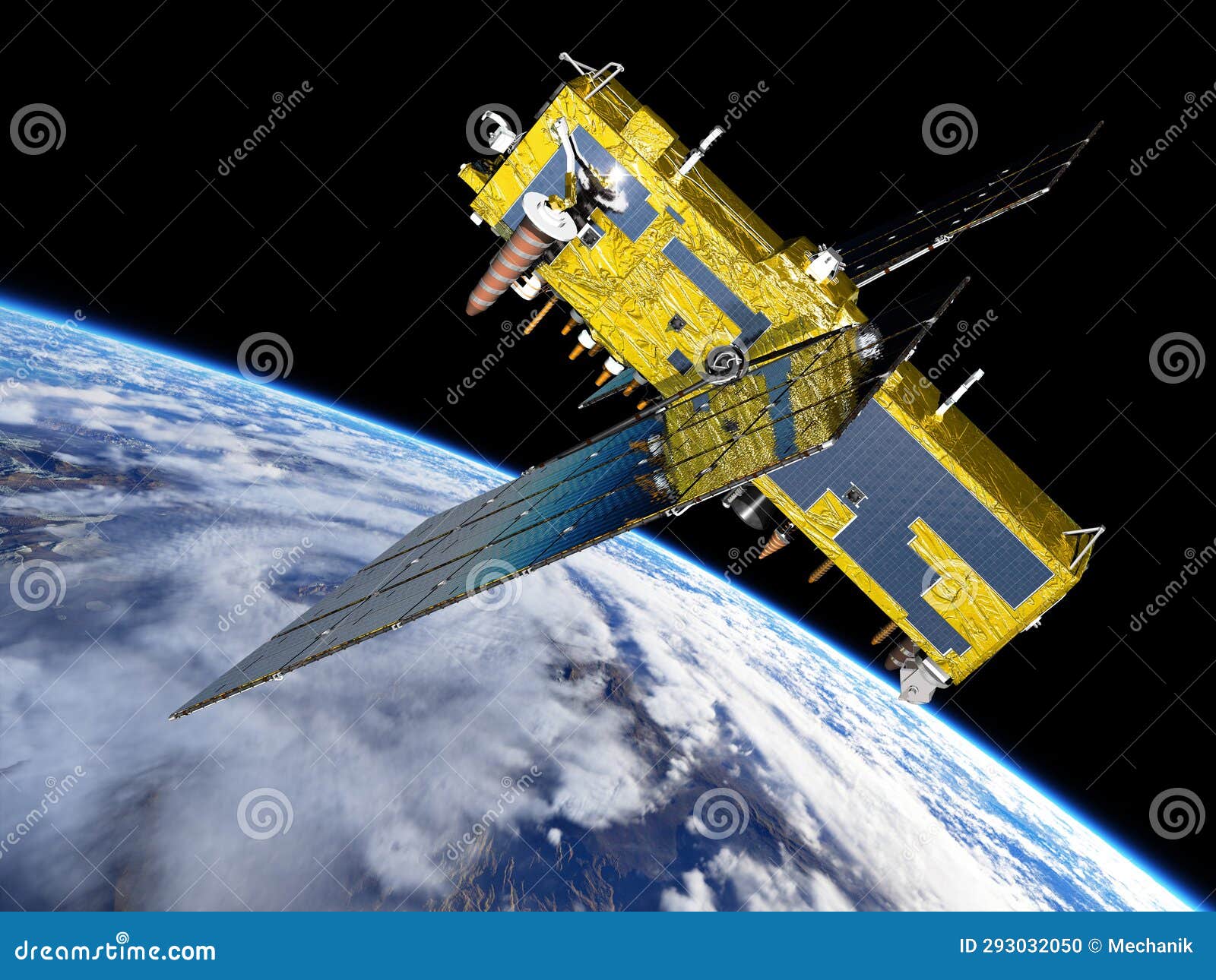 Modern Navigation Satellite Stock Illustration - Illustration of ...