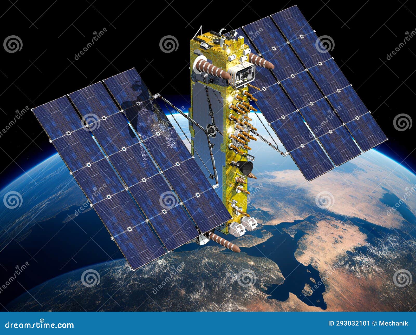 Modern Navigation Satellite Stock Illustration - Illustration of technology, travel: 293032101