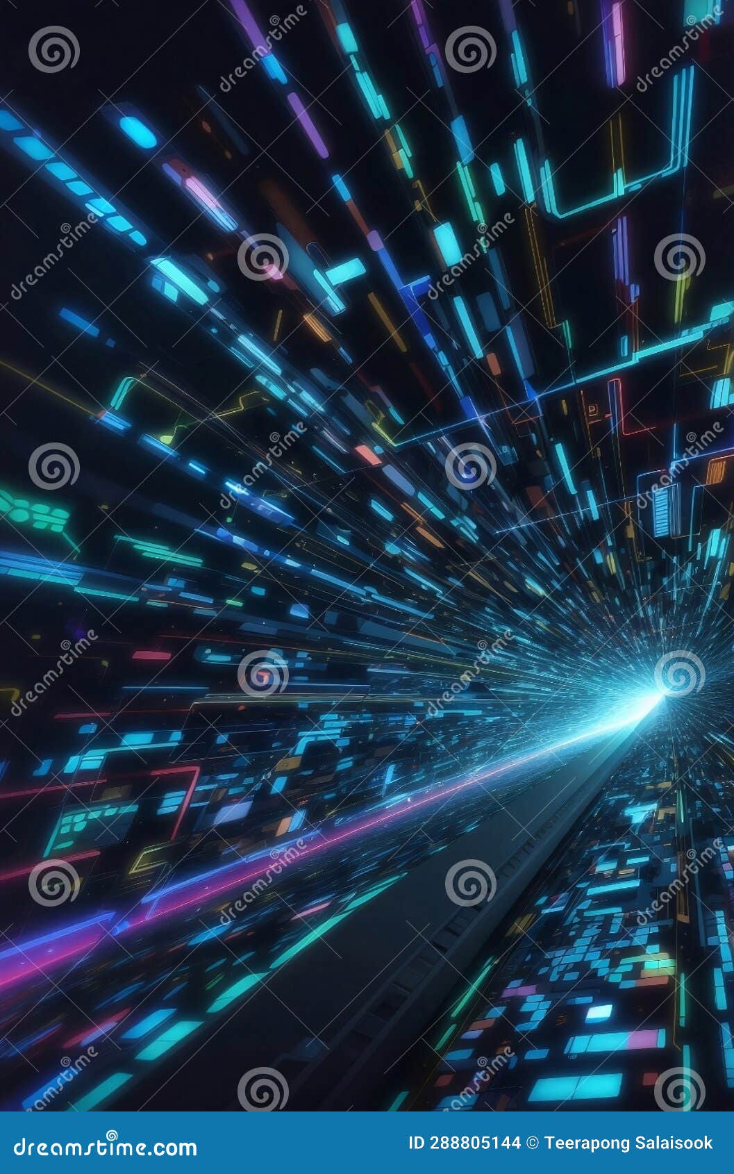 A Modern Neon Digital Abstract of Network Digital Storages Stock ...