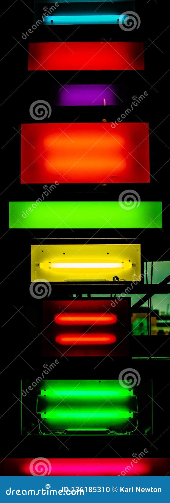 Modern Neon Light Boxes Stacked Up Stock Photo - Image of neon, bright ...