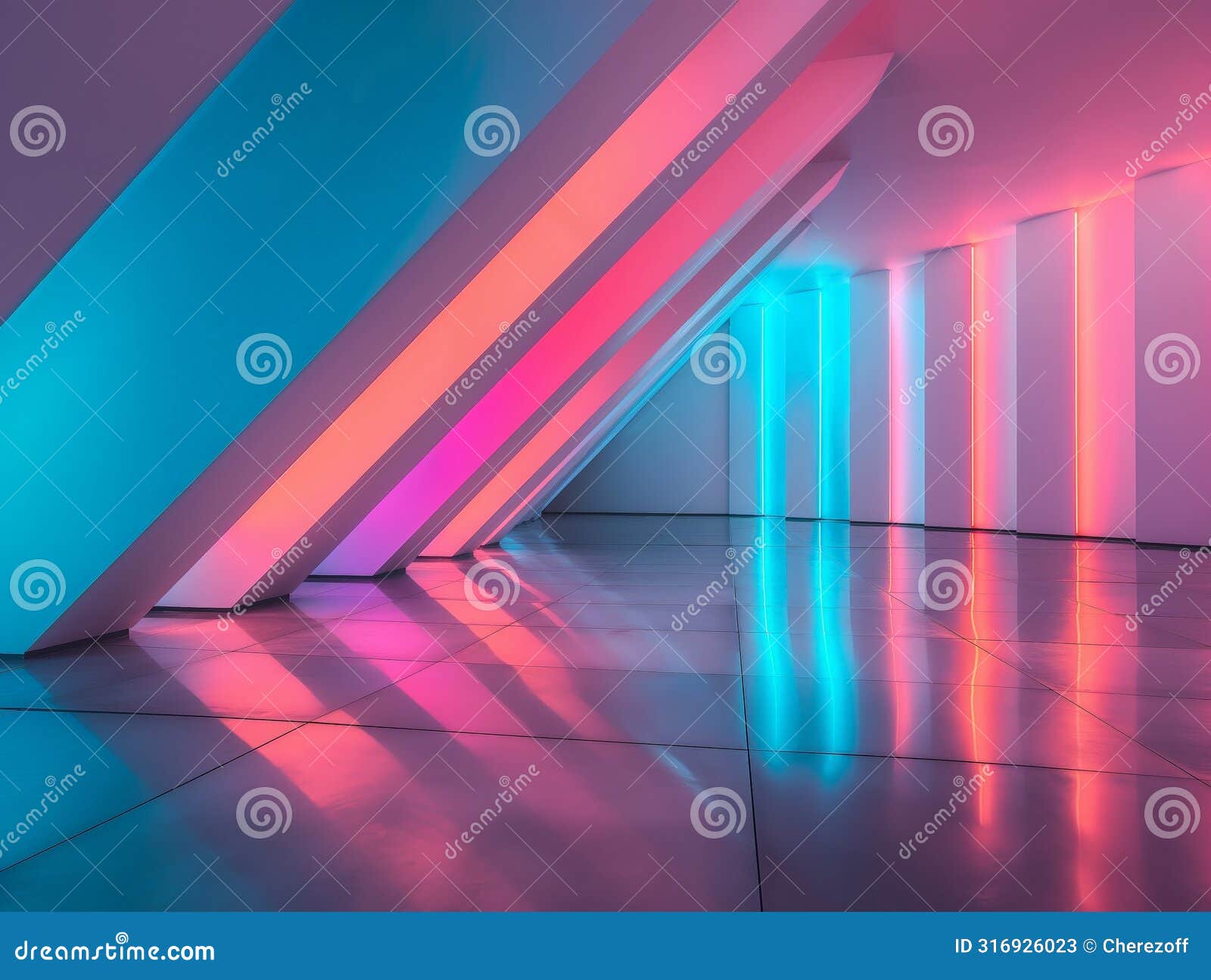 Modern Neon Light Interior stock image. Image of installation - 316926023